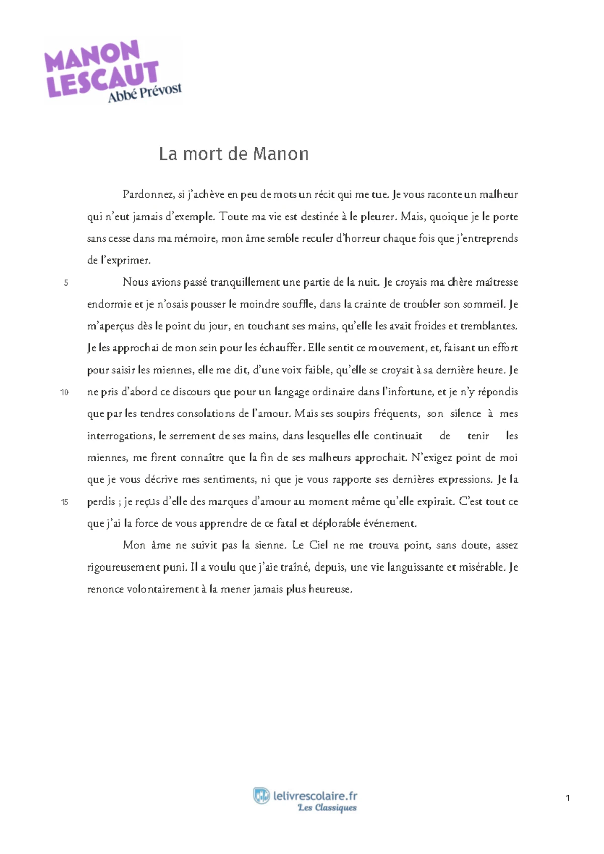 Explication linéaire : L'enterrement de Manon dans Manon Lescaut - Studocu