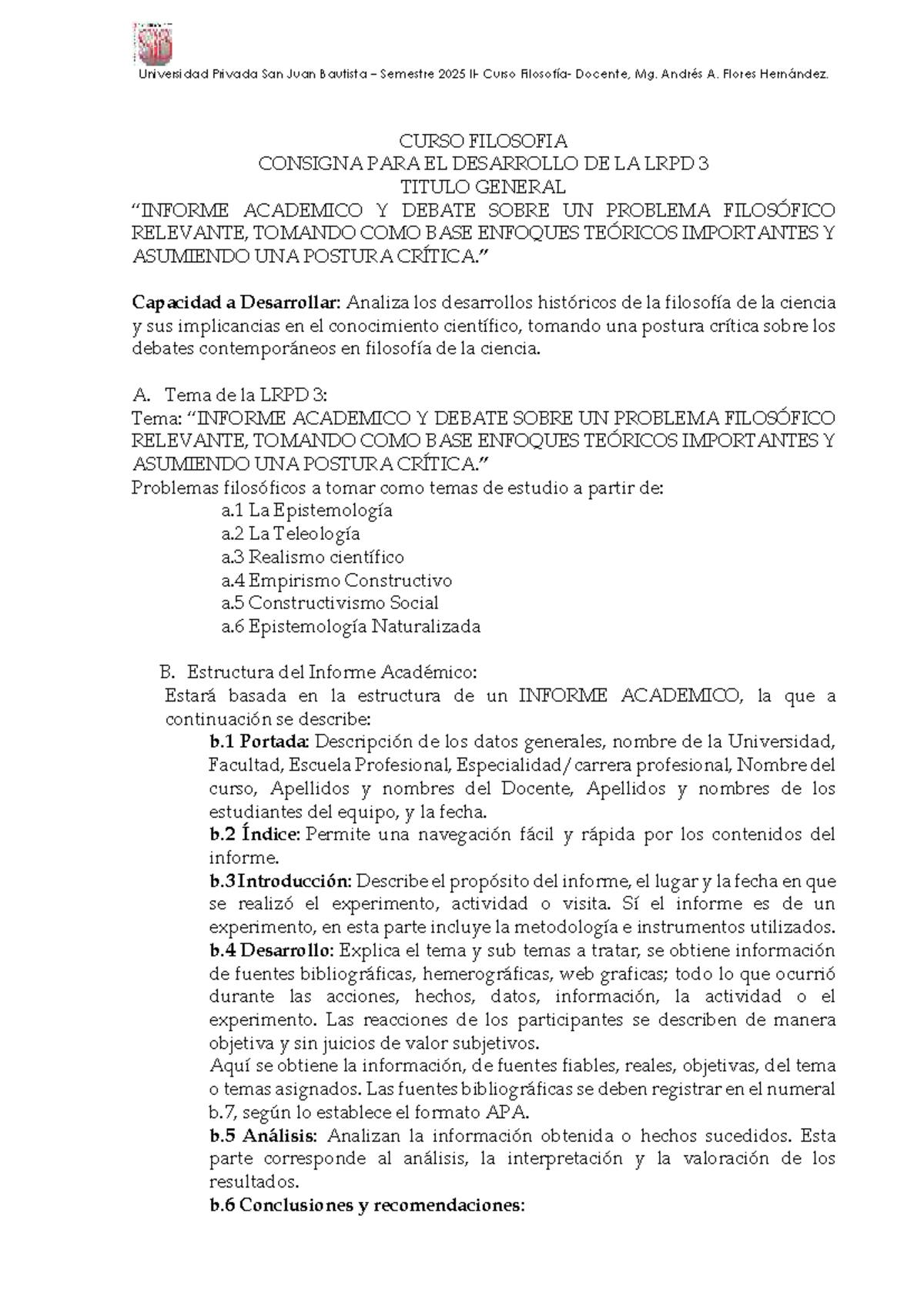 Consigna LRPD3: Desarrollo y Presentación en Filosofía 2025 - Studocu