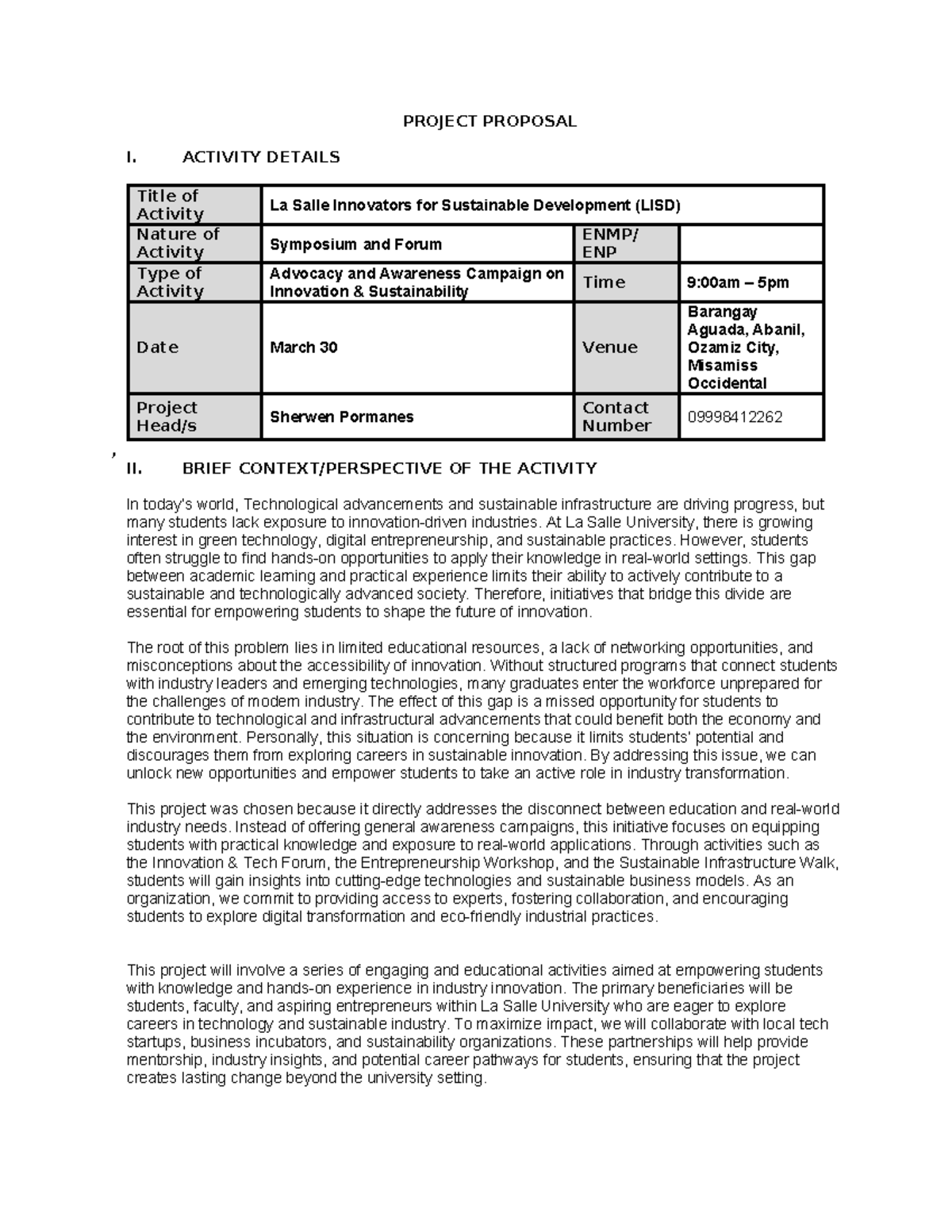 LISD Symposium Project Proposal: Bridging Education and Industry - Studocu