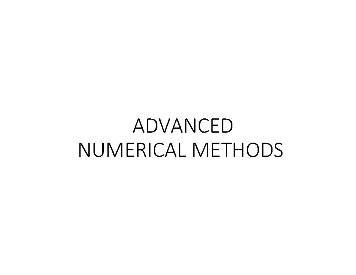 ADVANCED NUMERICAL METHODS: ORDINARY DIFFERENTIAL EQUATIONS - Studocu