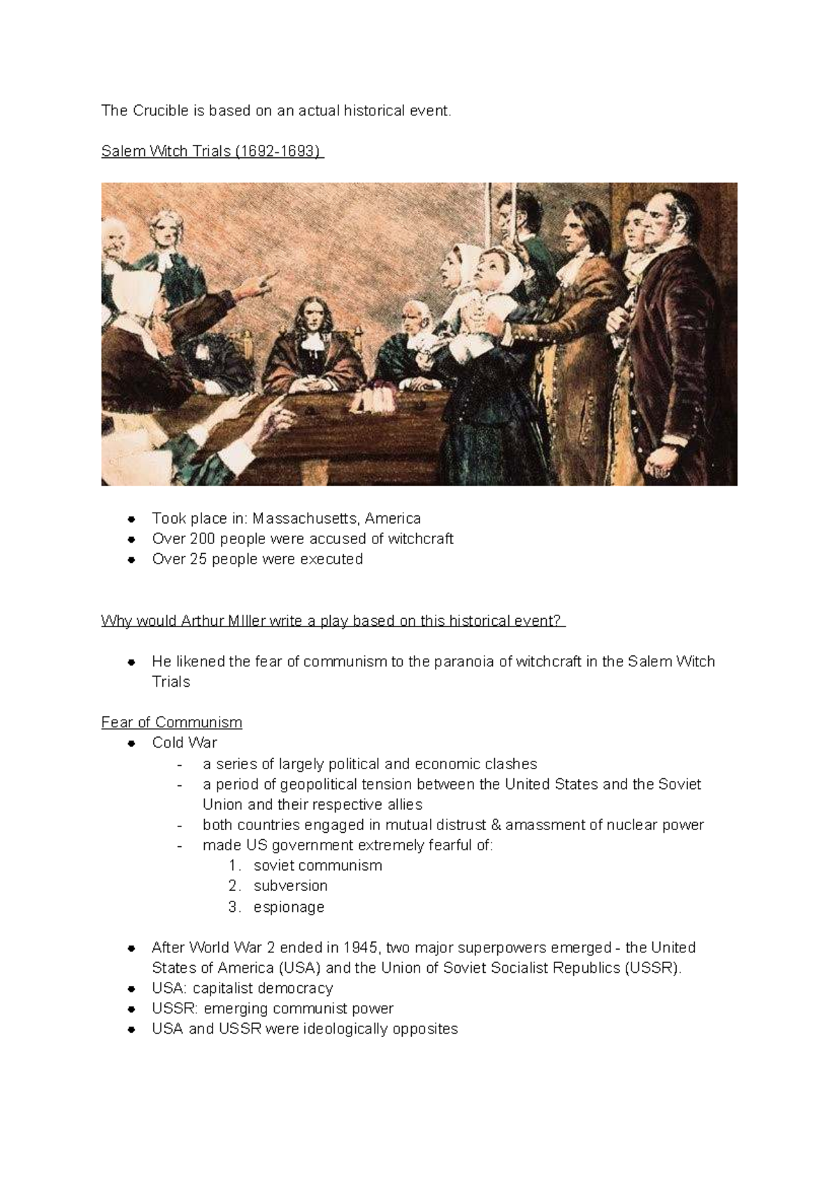 The Crucible (ENG 101) - Historical Context of McCarthyism and the ...