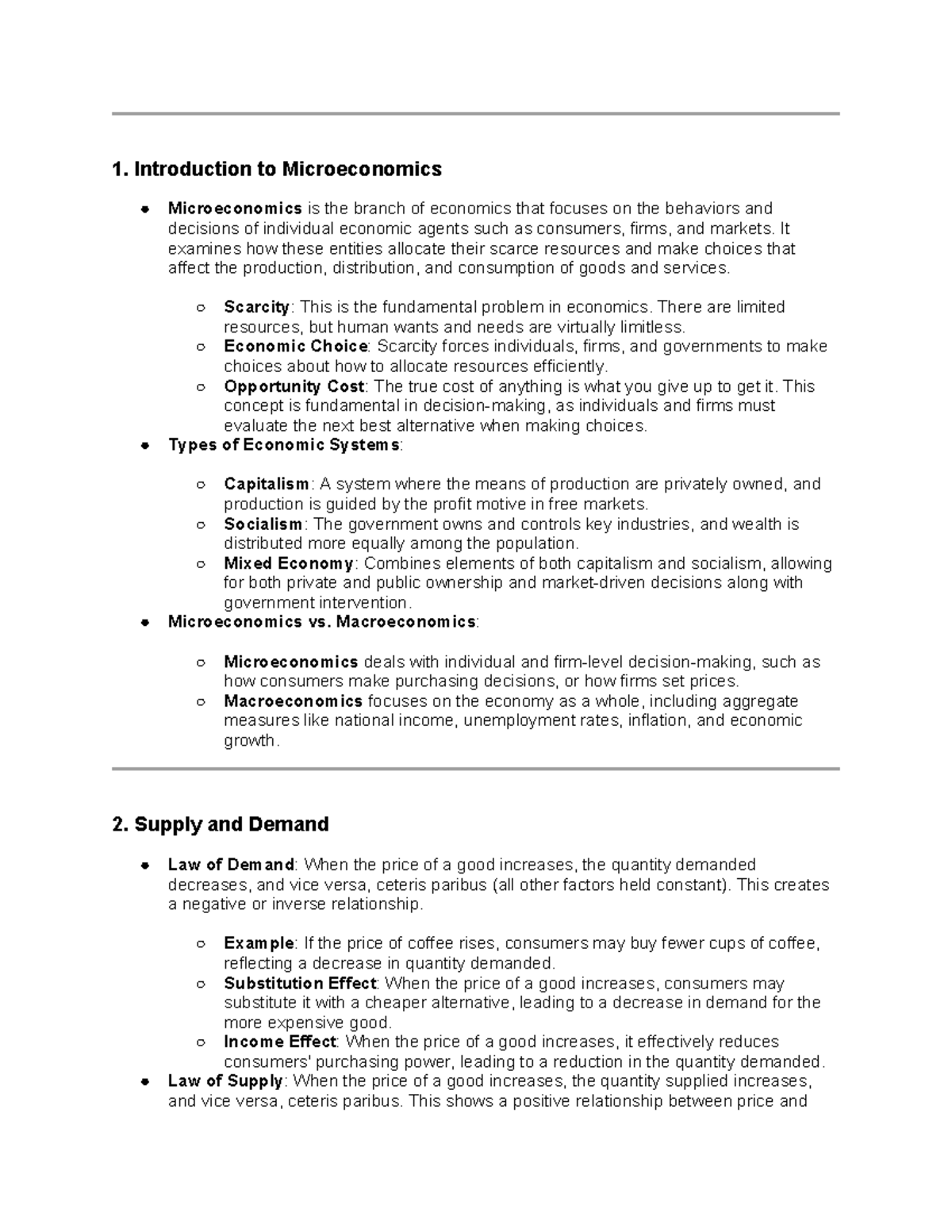 Microeconomics Cohen - Summary Introduction to Microeconomy - 1 ...