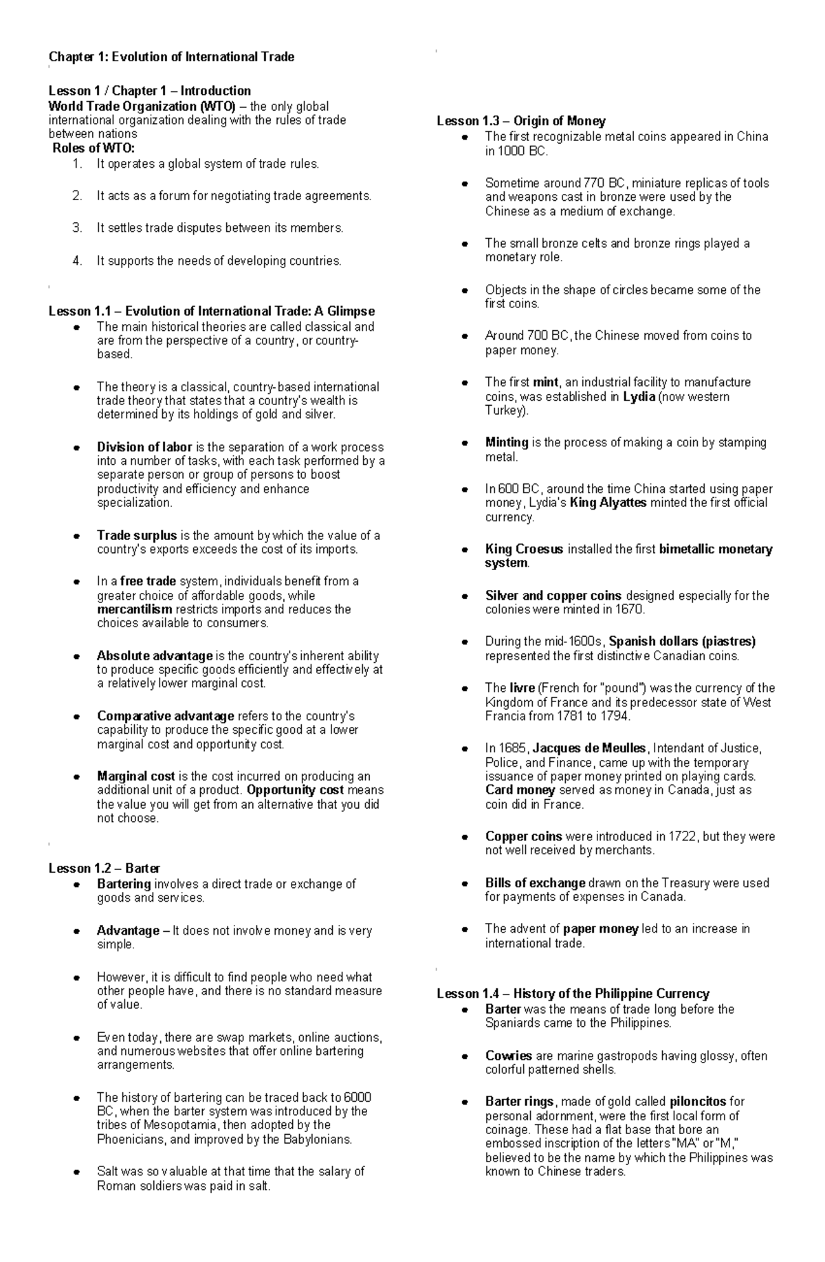 IBT 101: Chapter 1 - Evolution of International Trade Overview - Studocu