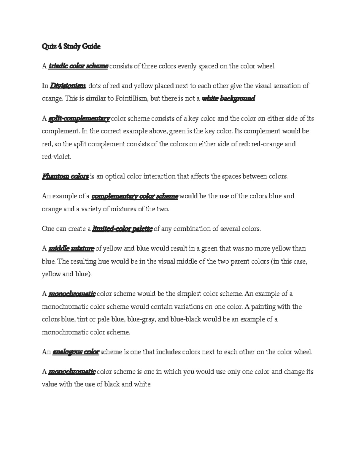 Quiz 4 Study Guide: Color Theory and Color Schemes Explained - Studocu