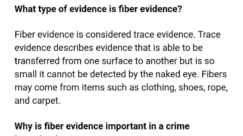 Forensic Science: Understanding Fiber Evidence in Investigations - Studocu