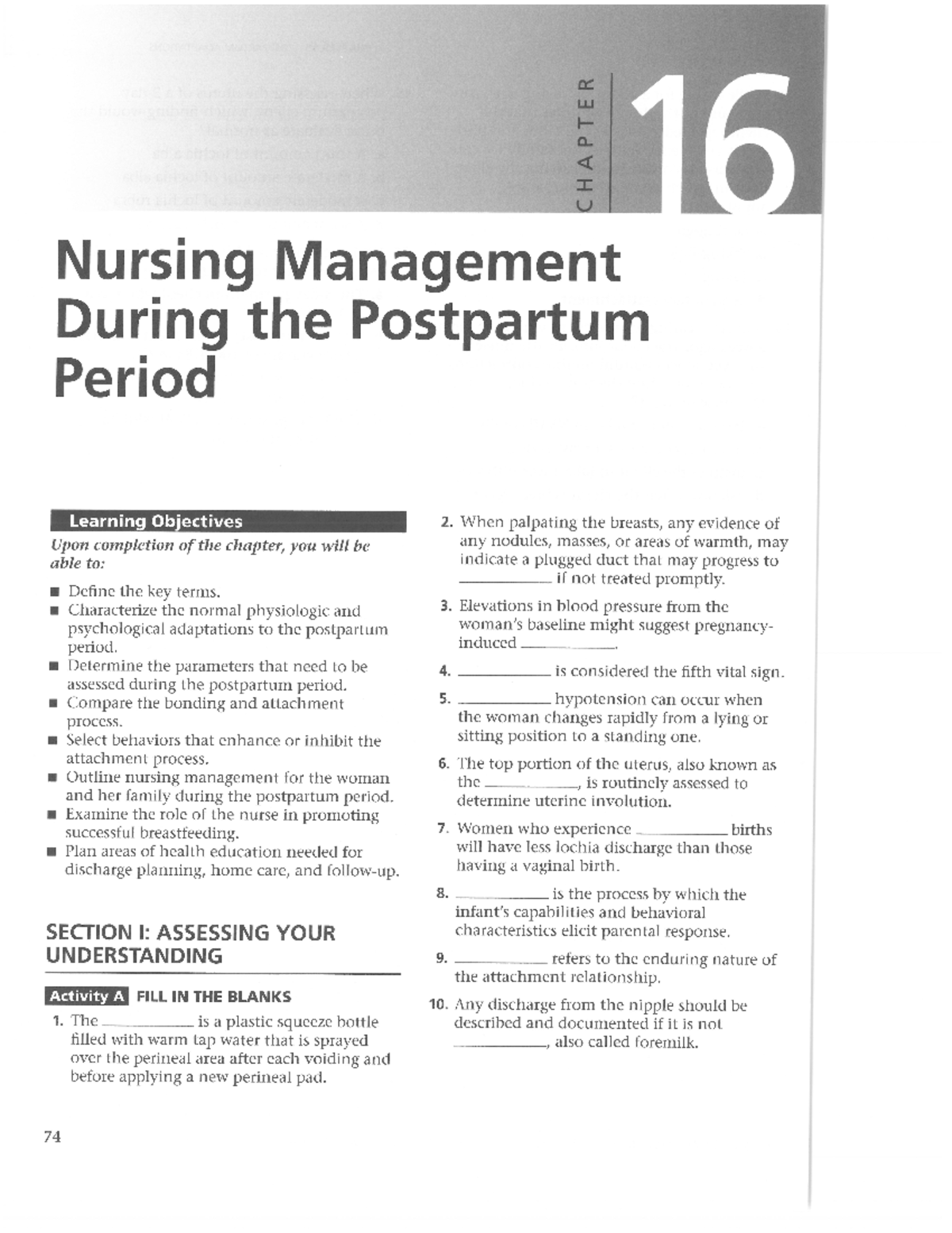 Chapter 16 Study Guide: Nursing Management in the Postpartum Period ...