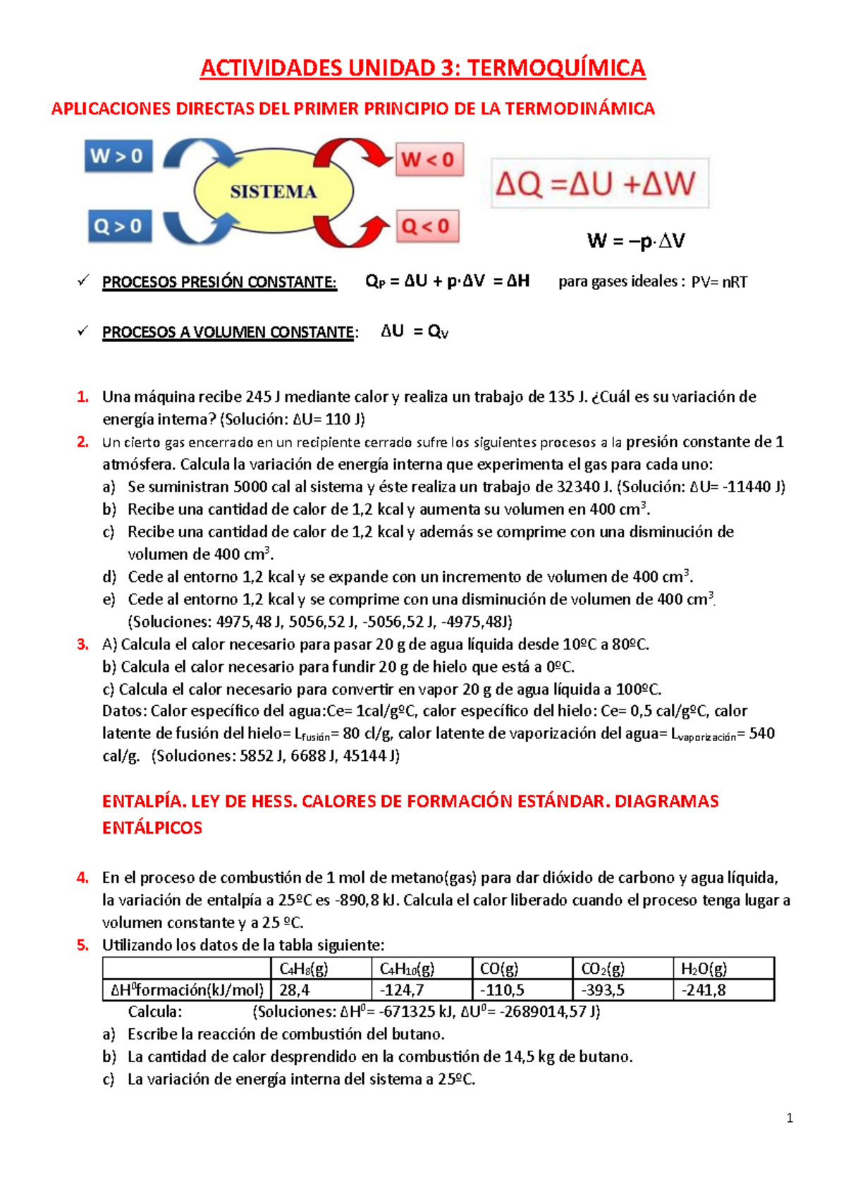 Actividades de Termoquímica para la Unidad 3: Ejercicios y Soluciones ...