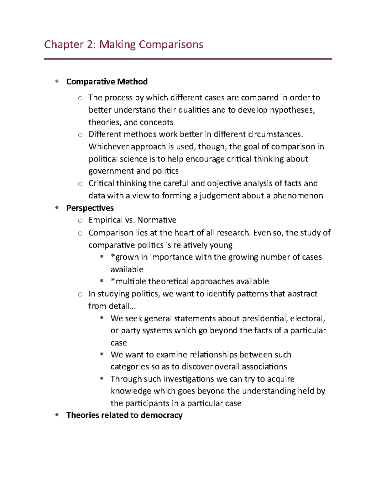 Making Comparisons - Chapter 2: Making Comparisons Comparative Method o ...