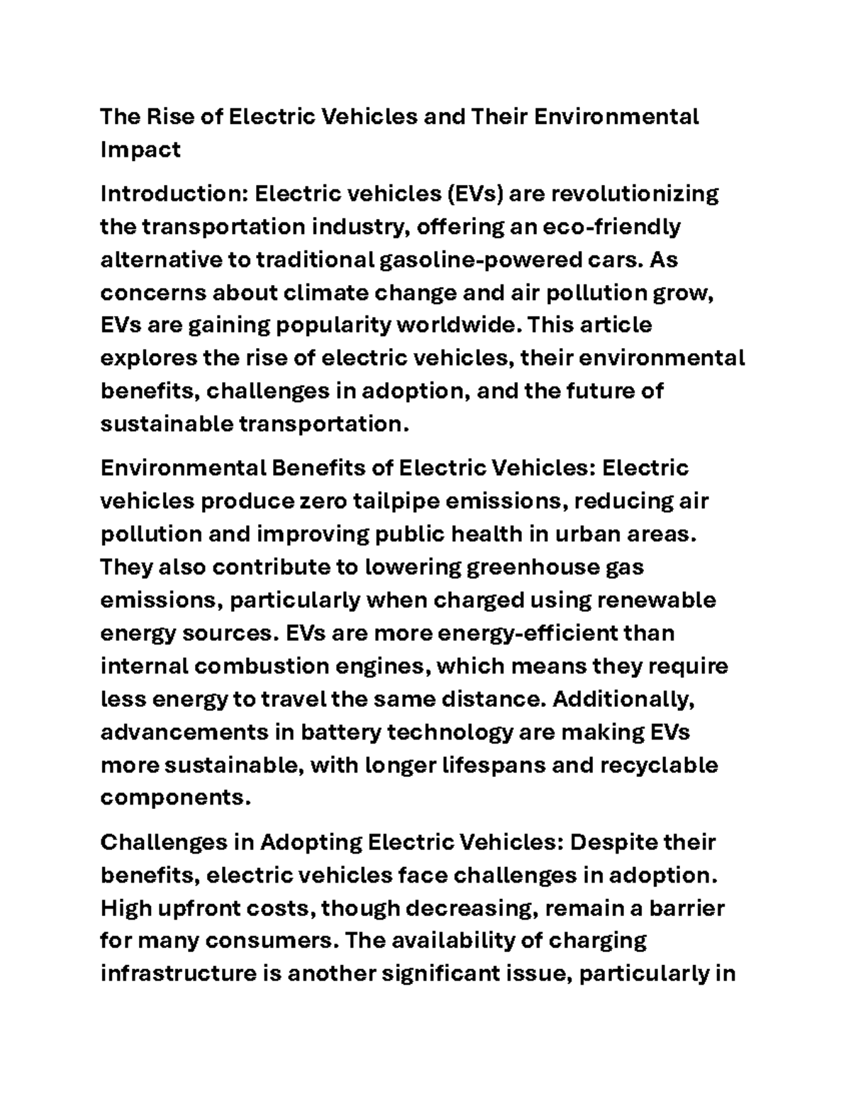 The Rise of Electric Vehicles and Their Environmental Impact - The Rise ...