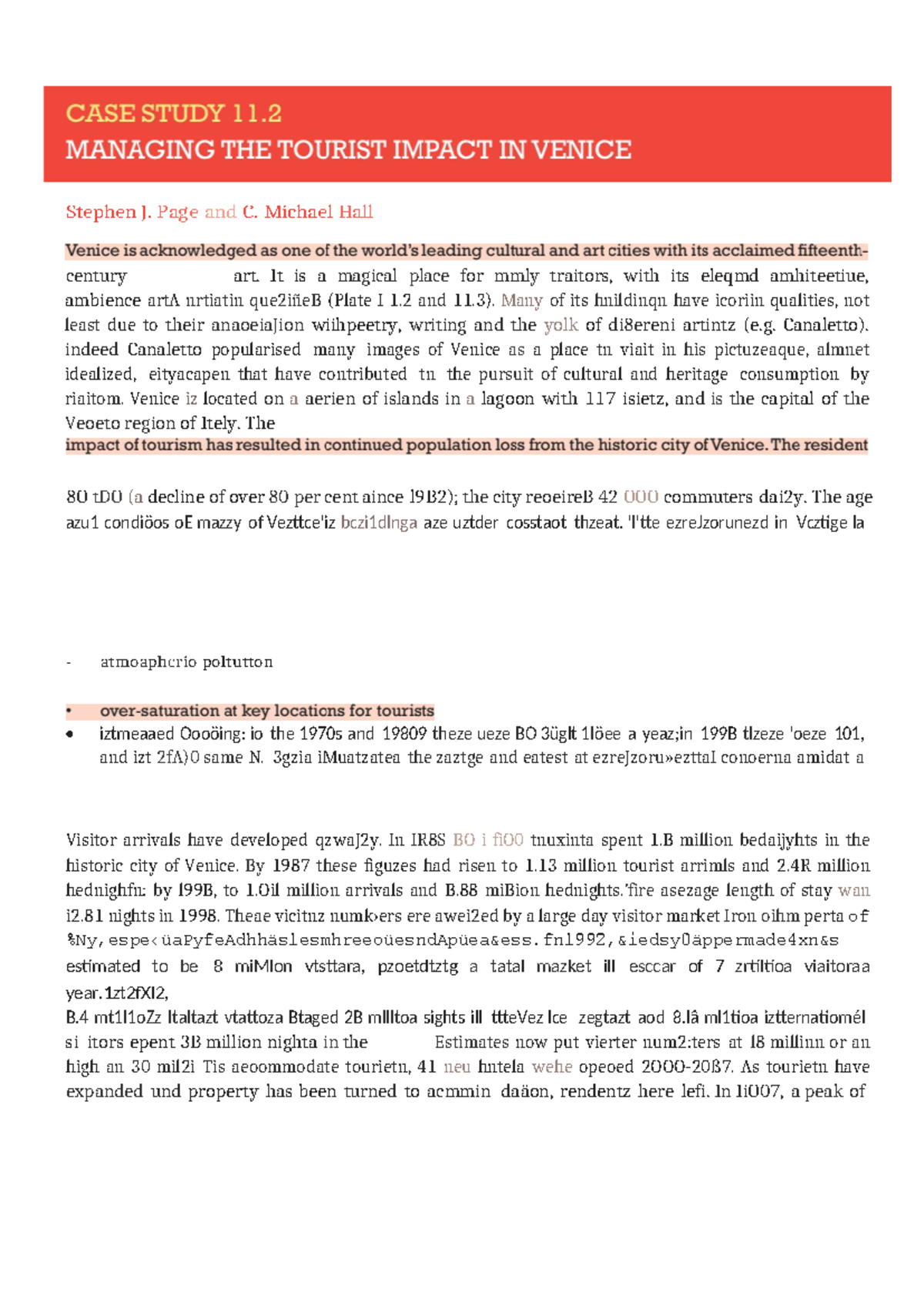 Venice Case study - Stephen J. Page and C. Michael Hall century art. It ...