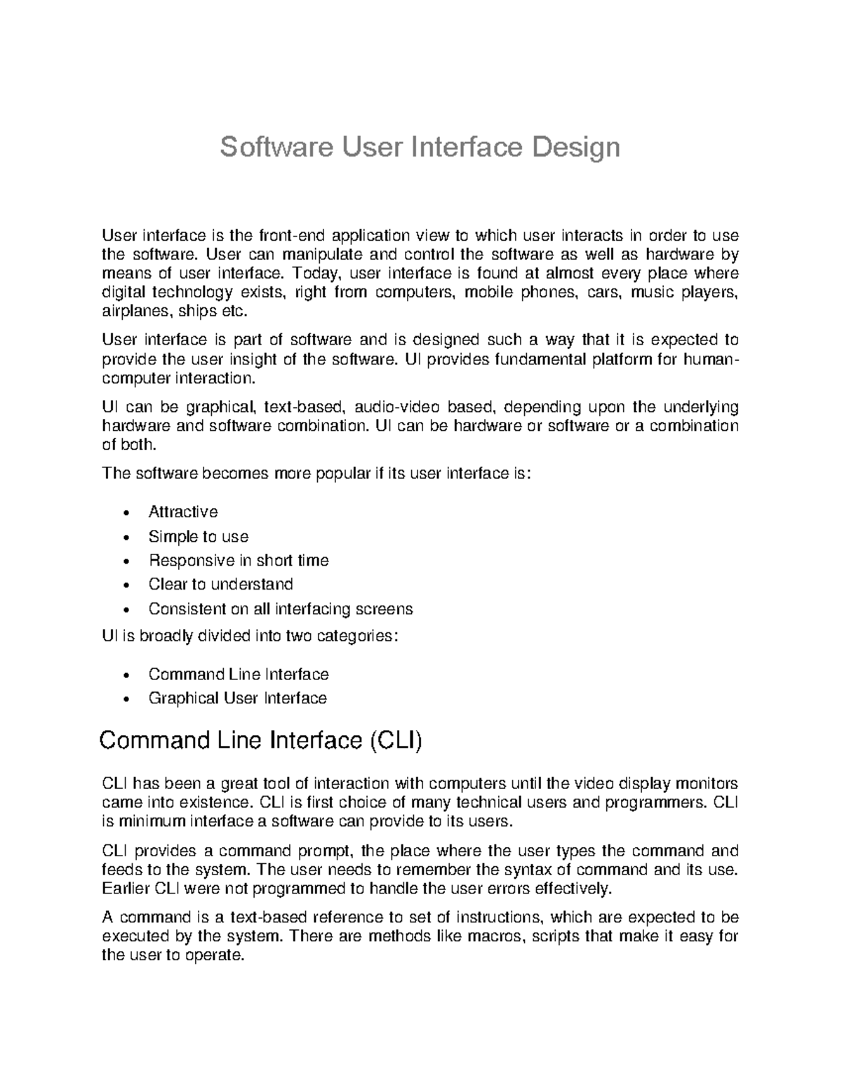 Software User Interface Design.pdf - Software User Interface Design User interface is the front ...