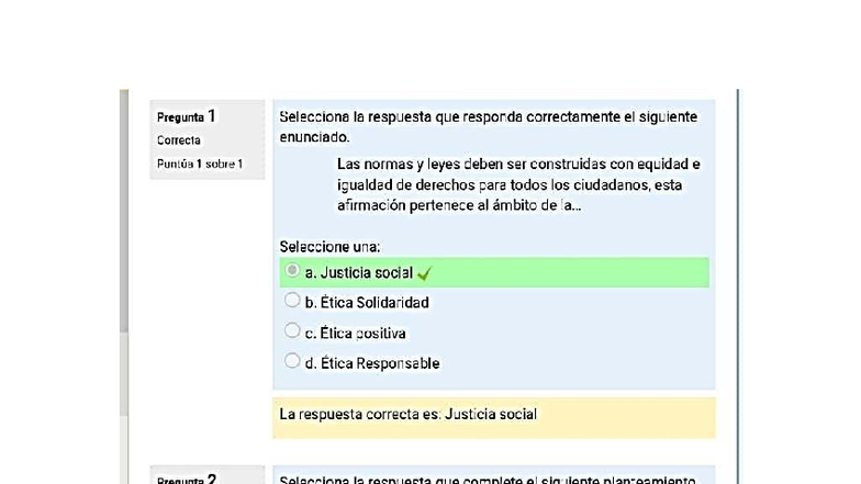 EA1 Ética, Moral y Valores: Preguntas y Respuestas Correctas - Studocu