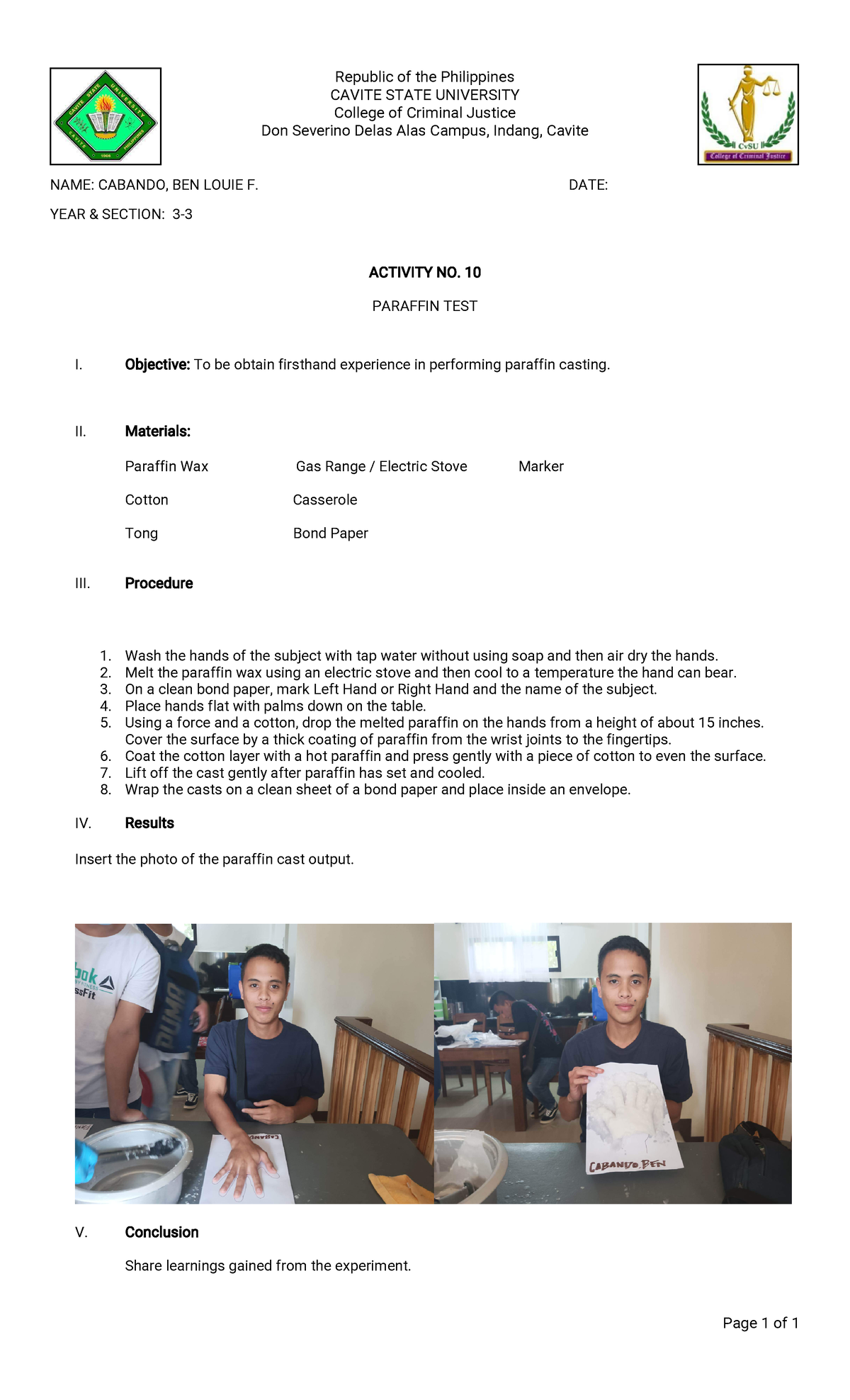 Lab Activity No. 10: Paraffin Testing - Forsc-3B Guide - Studocu