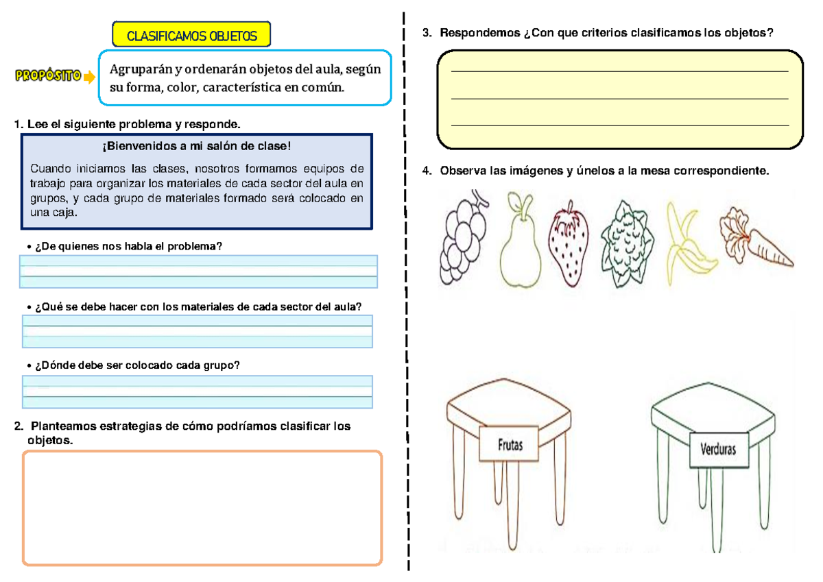 Fichas De Clasificación De Objetos