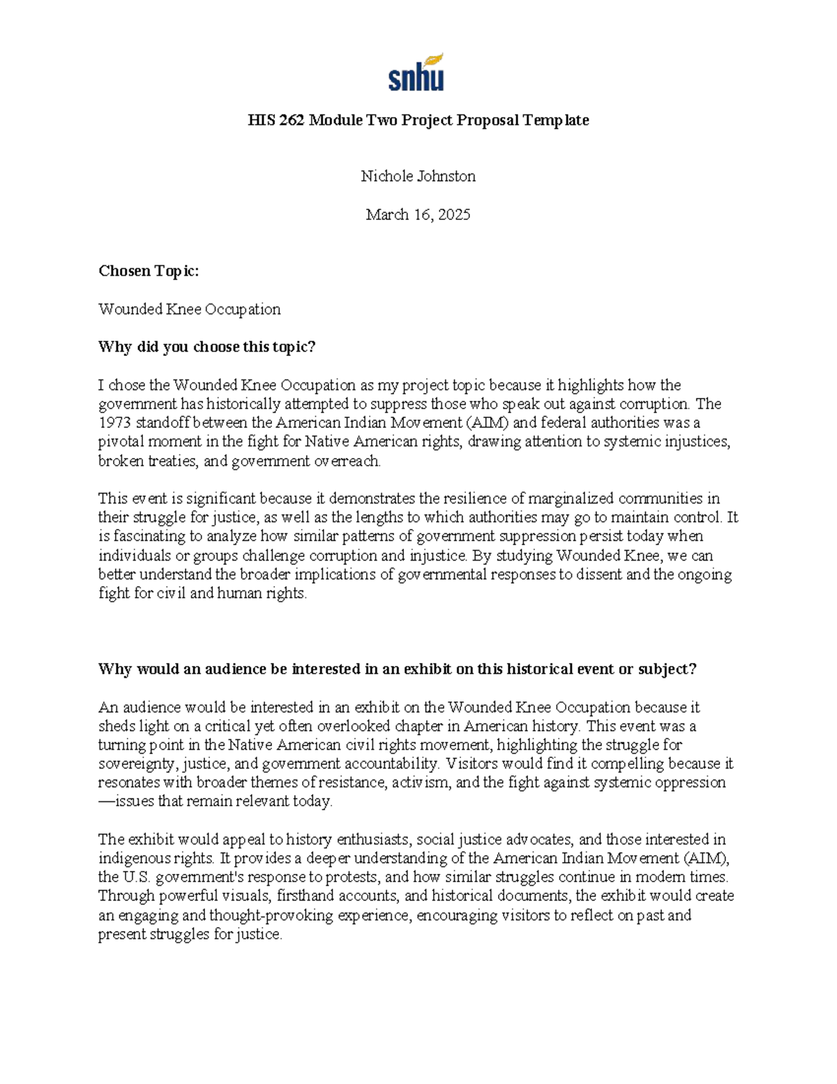 HIS 262 Module Two Project Proposal: Wounded Knee Occupation Analysis ...