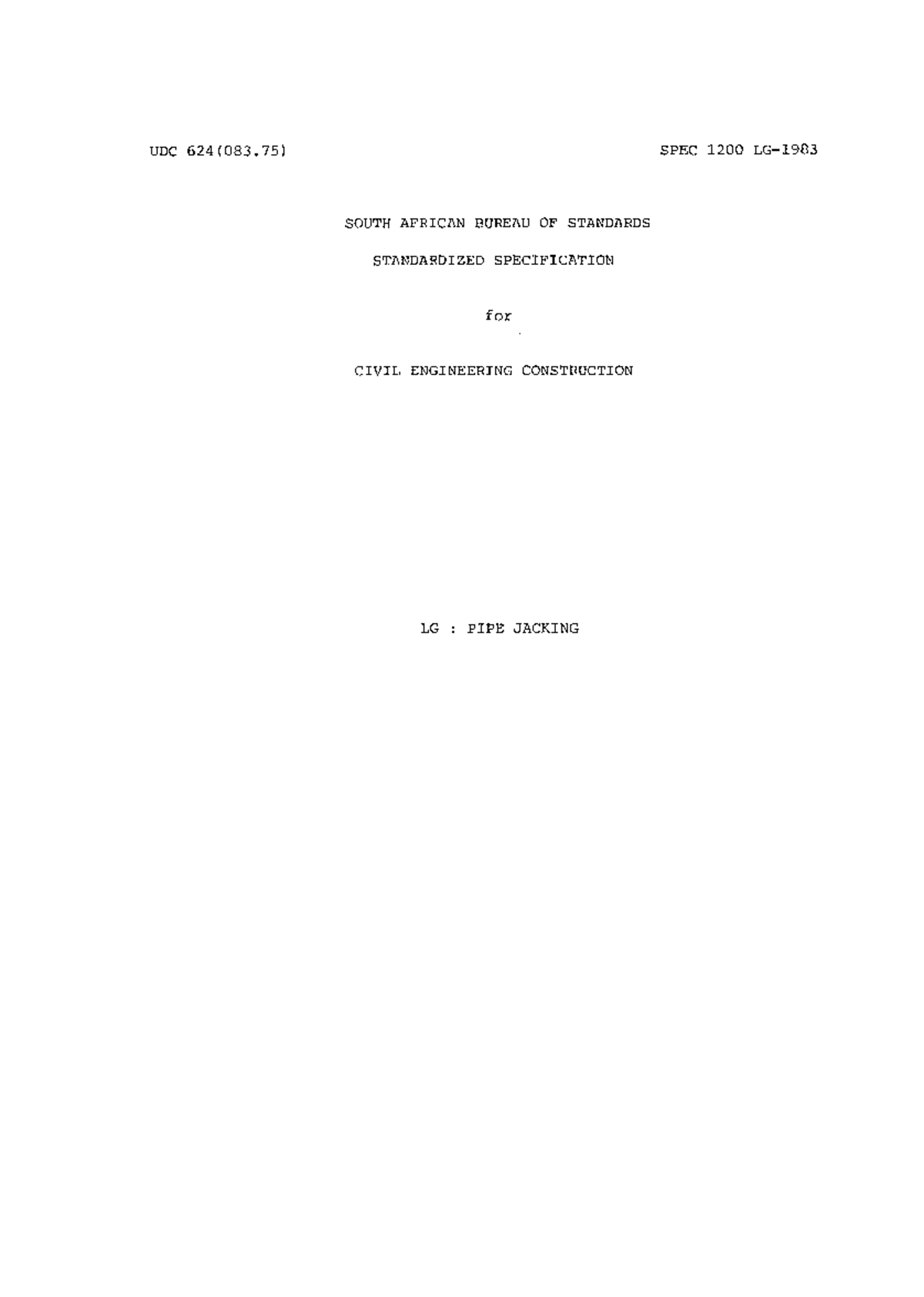 SABS 1200 LG-1983 Standard Specification for Pipe Jacking Techniques ...