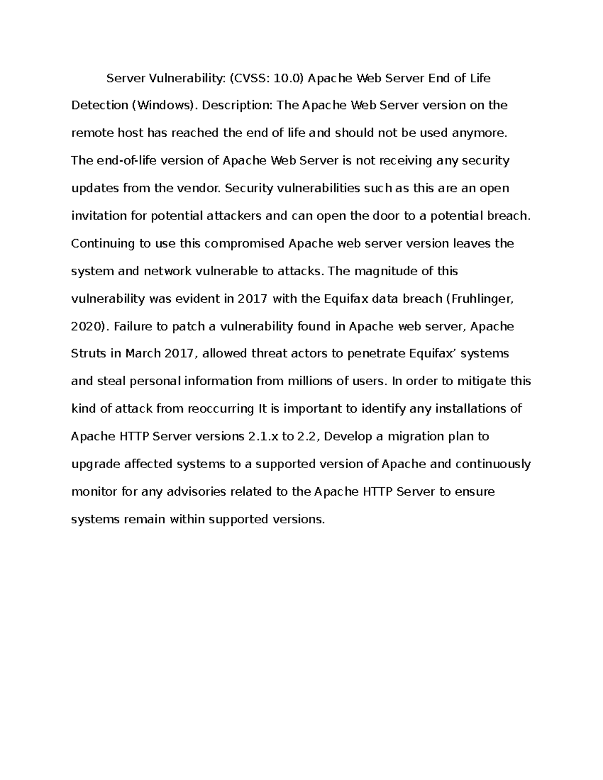 CYB240 6-1 Project One Vulnerability Summary Report Analysis - Studocu