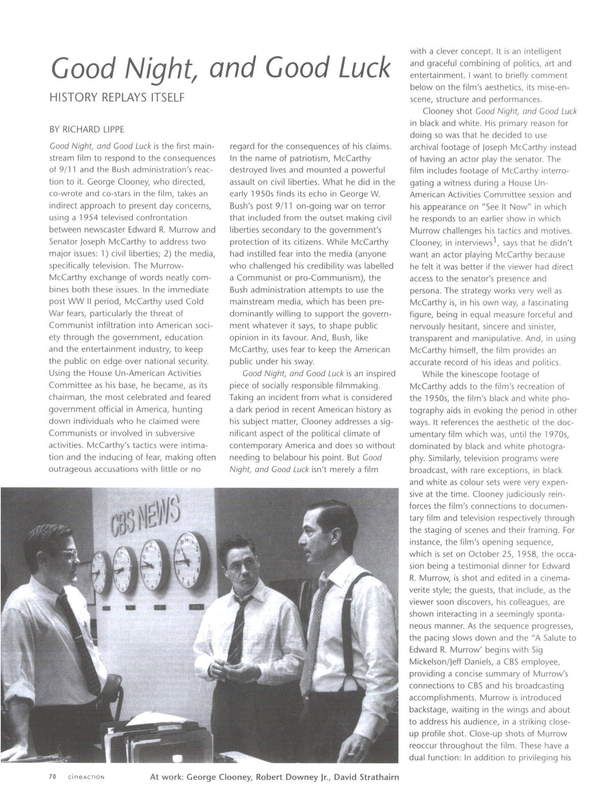 Good Night and Good Luck: A Critical Analysis of Clooney's Film - Studocu