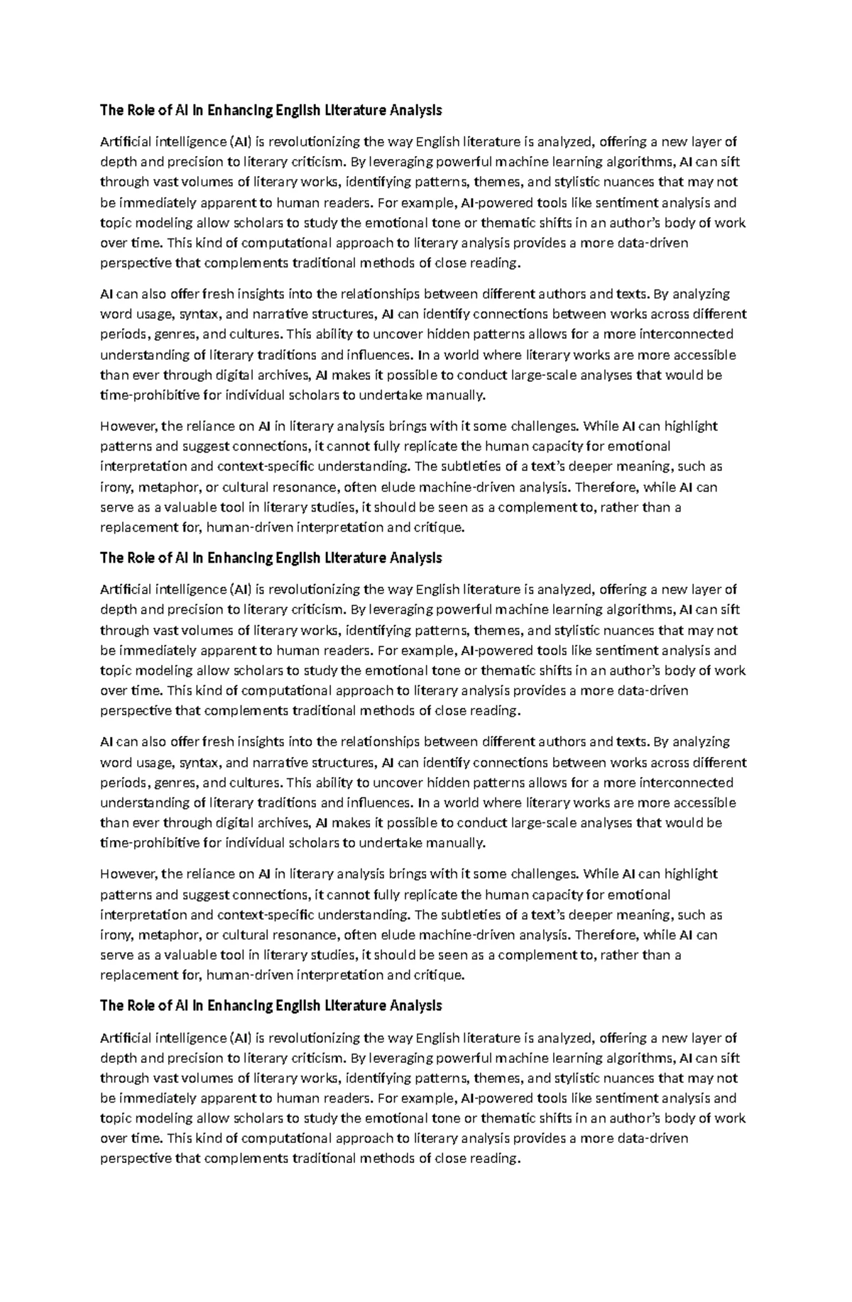 AI's Impact on Lit Criticism: Insights & Limitations - Studocu