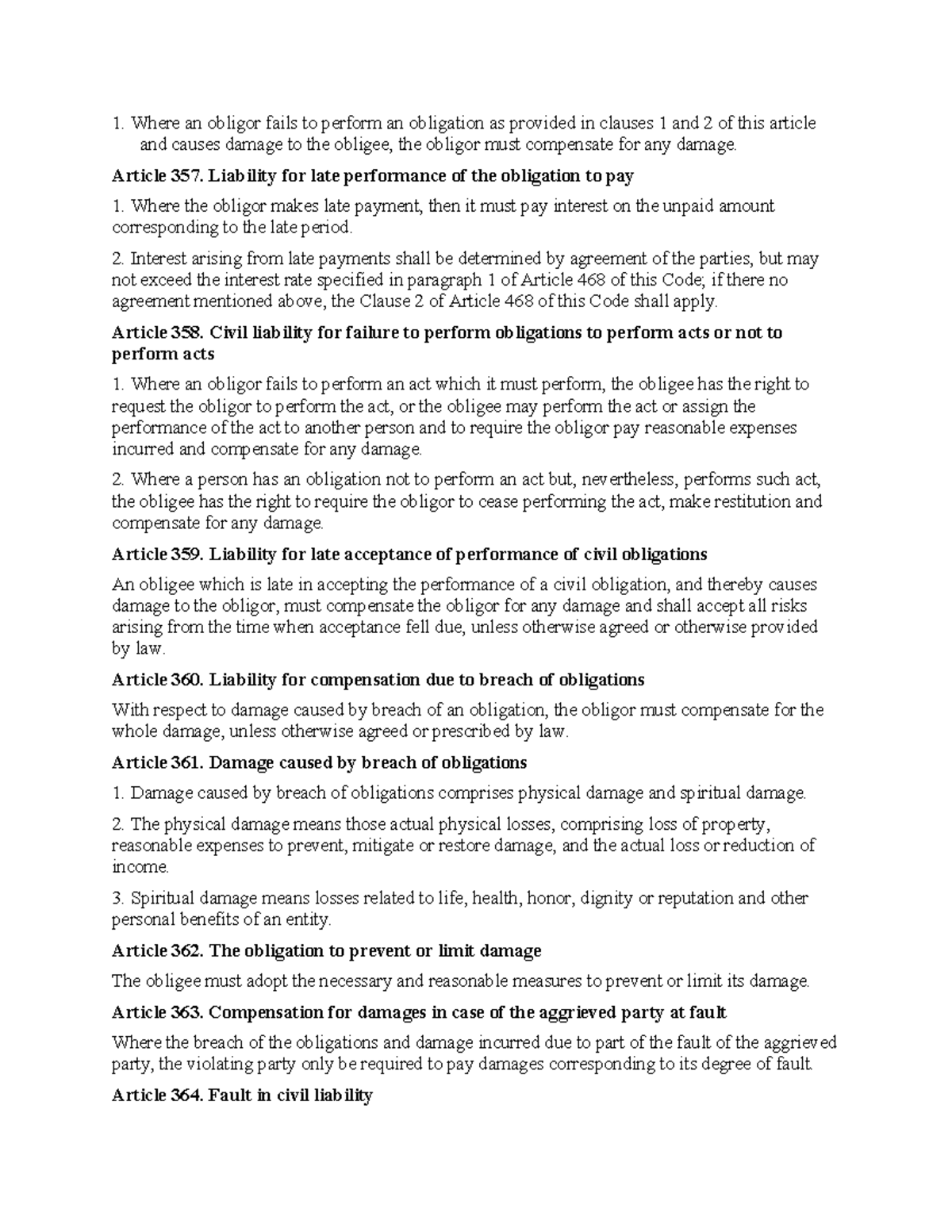 Civil Code 2015: Liability and Obligations Overview - Studocu