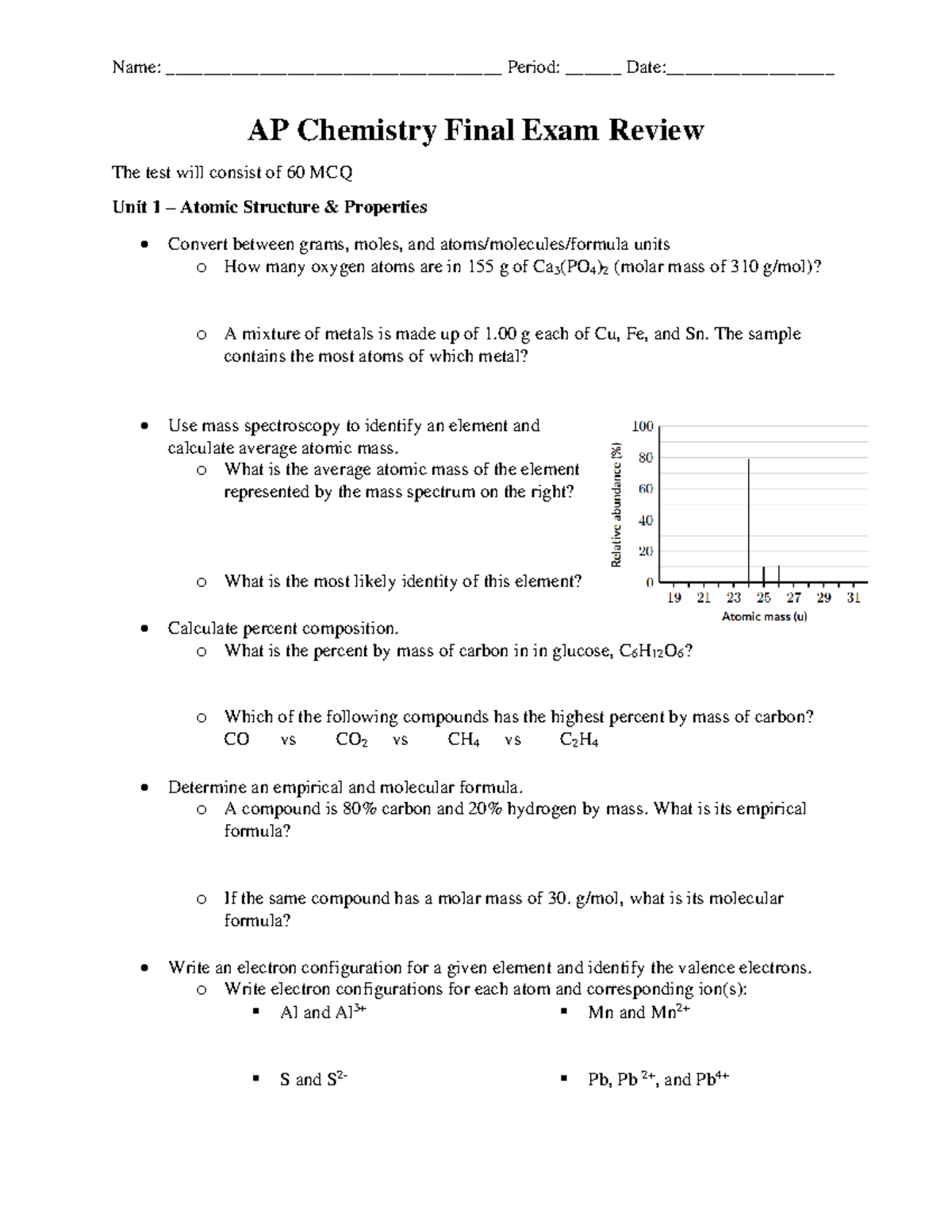 AP Chemistry Final Exam Study Guide (Units 1-9) - Studocu