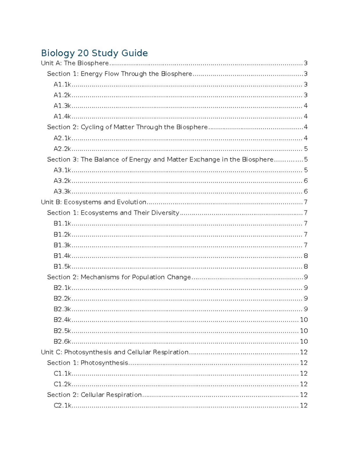 Biology 20 Study Guide: Key Concepts and Mechanisms Explained - Studocu
