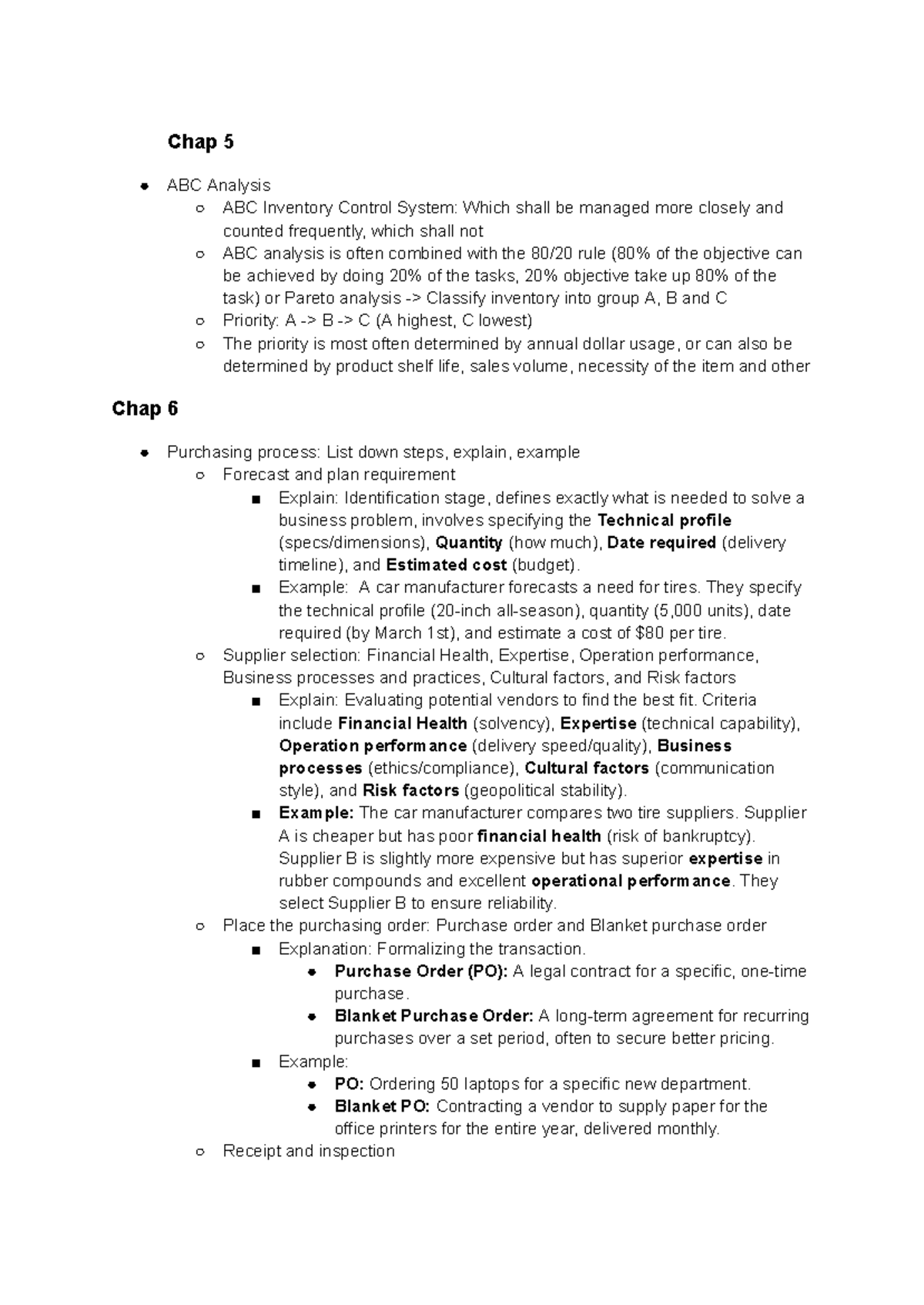 POL Final Exam - ABC Analysis and Purchasing Process Overview - Studocu