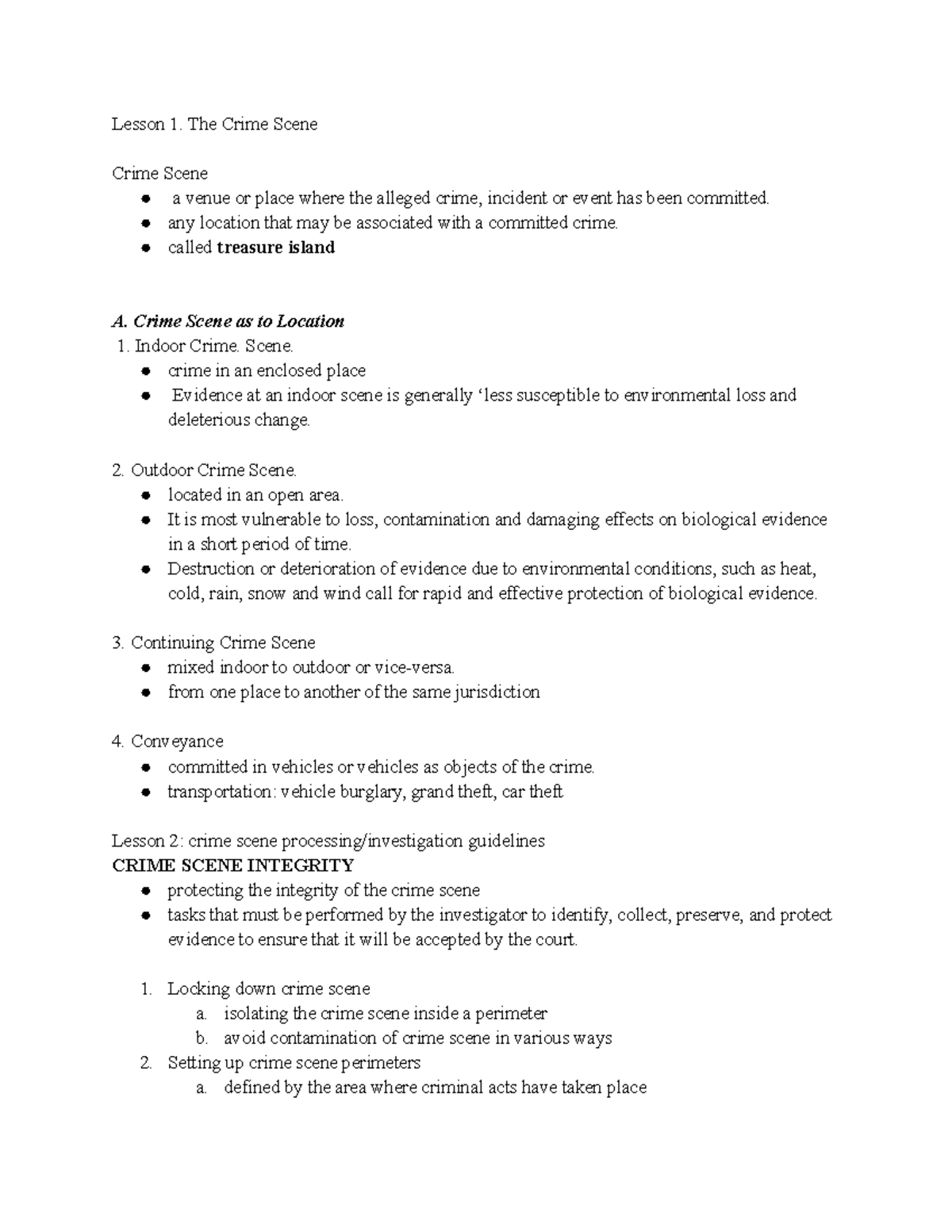 Fundamentals of Criminal Investigation - Chapter 3: Crime Scenes - Studocu