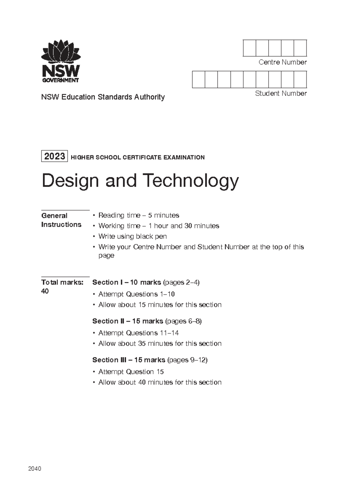 2023 HSC Design and Technology Exam Paper - Studocu