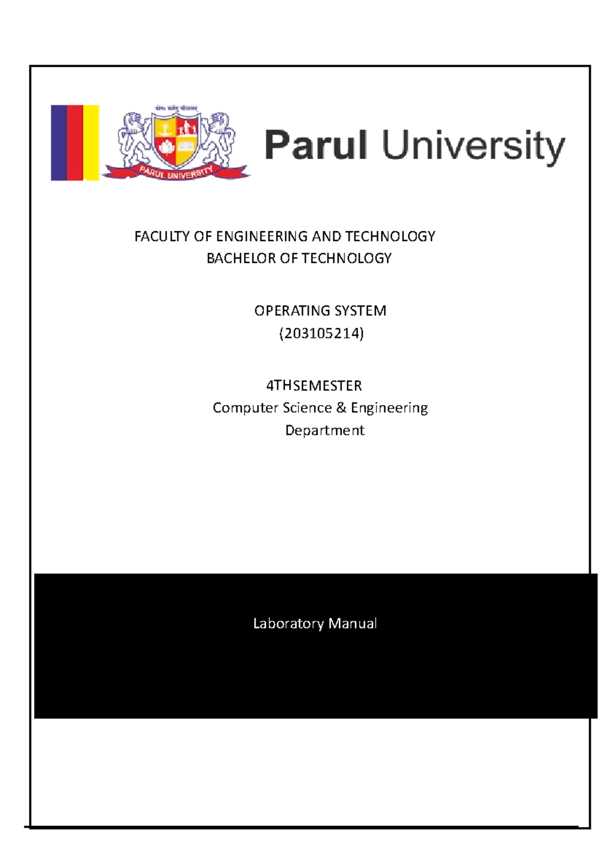 OS LAB Manual certificate - Laboratory Man FACULTY OF ENGINEERING AND ...