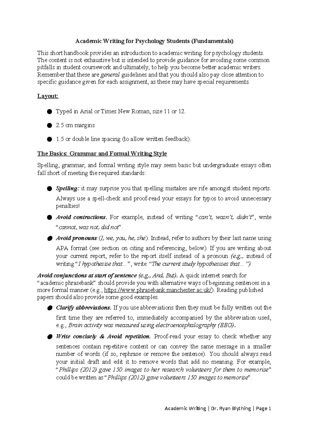 Guide to Academic Writing for Psychology Students: Key Strategies - Studocu