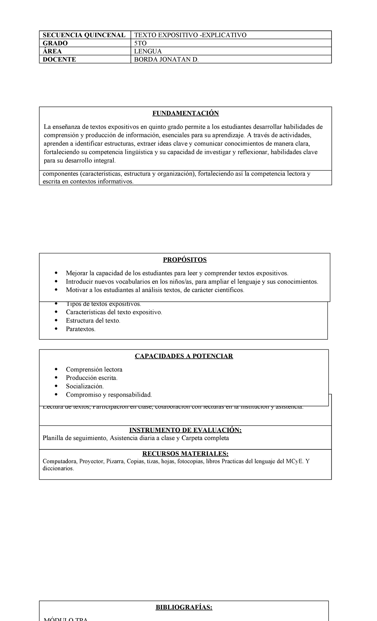Secuencia Quincenal de Texto Expositivo - Grado 5 Lengua - Studocu