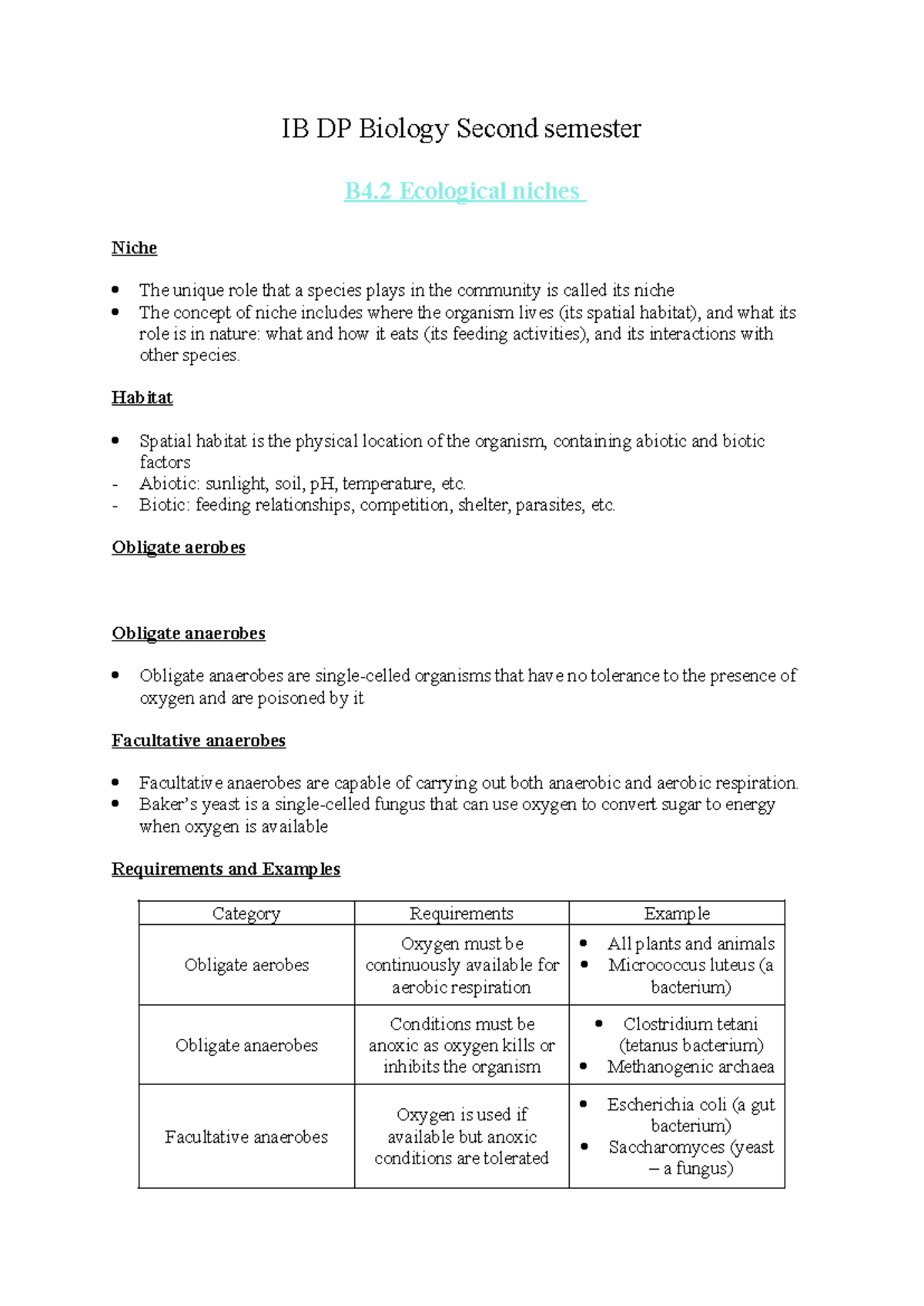 IB DP Biology SL Second semester - IB DP Biology Second semester B4 ...