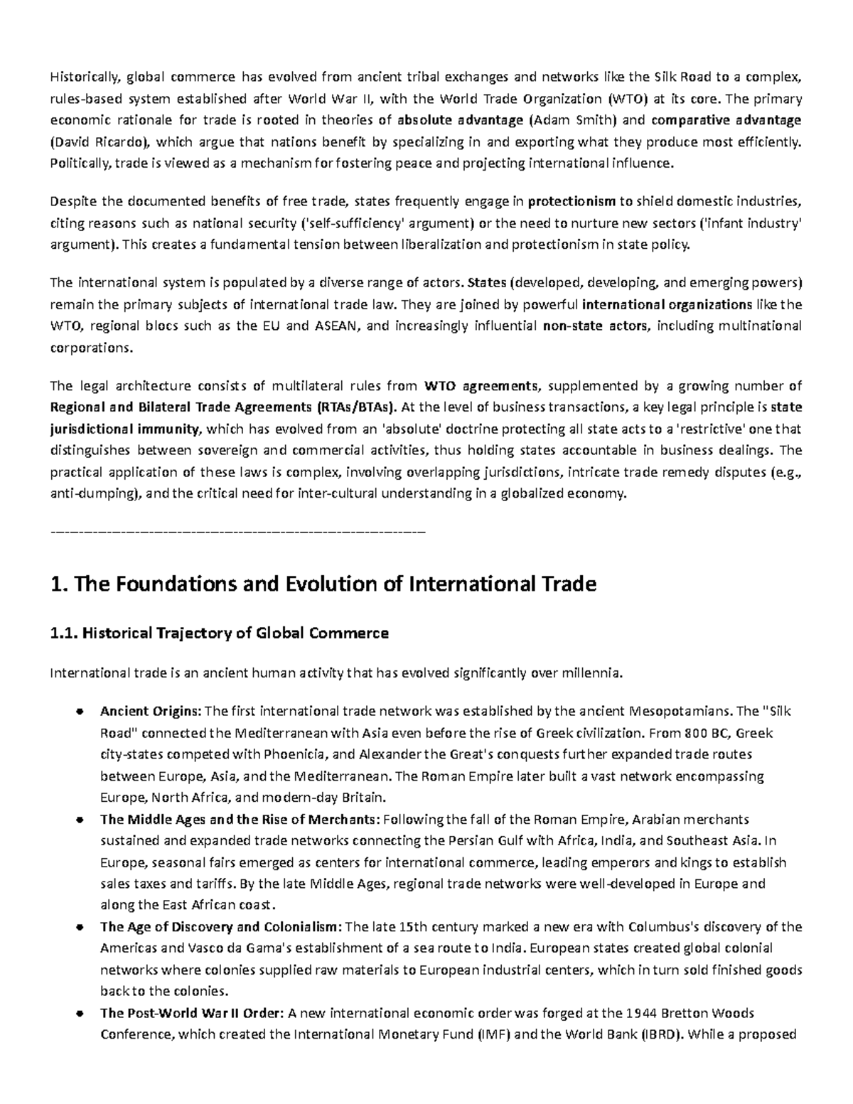 IBT 101: Summary of International Trade Evolution and Law - Studocu