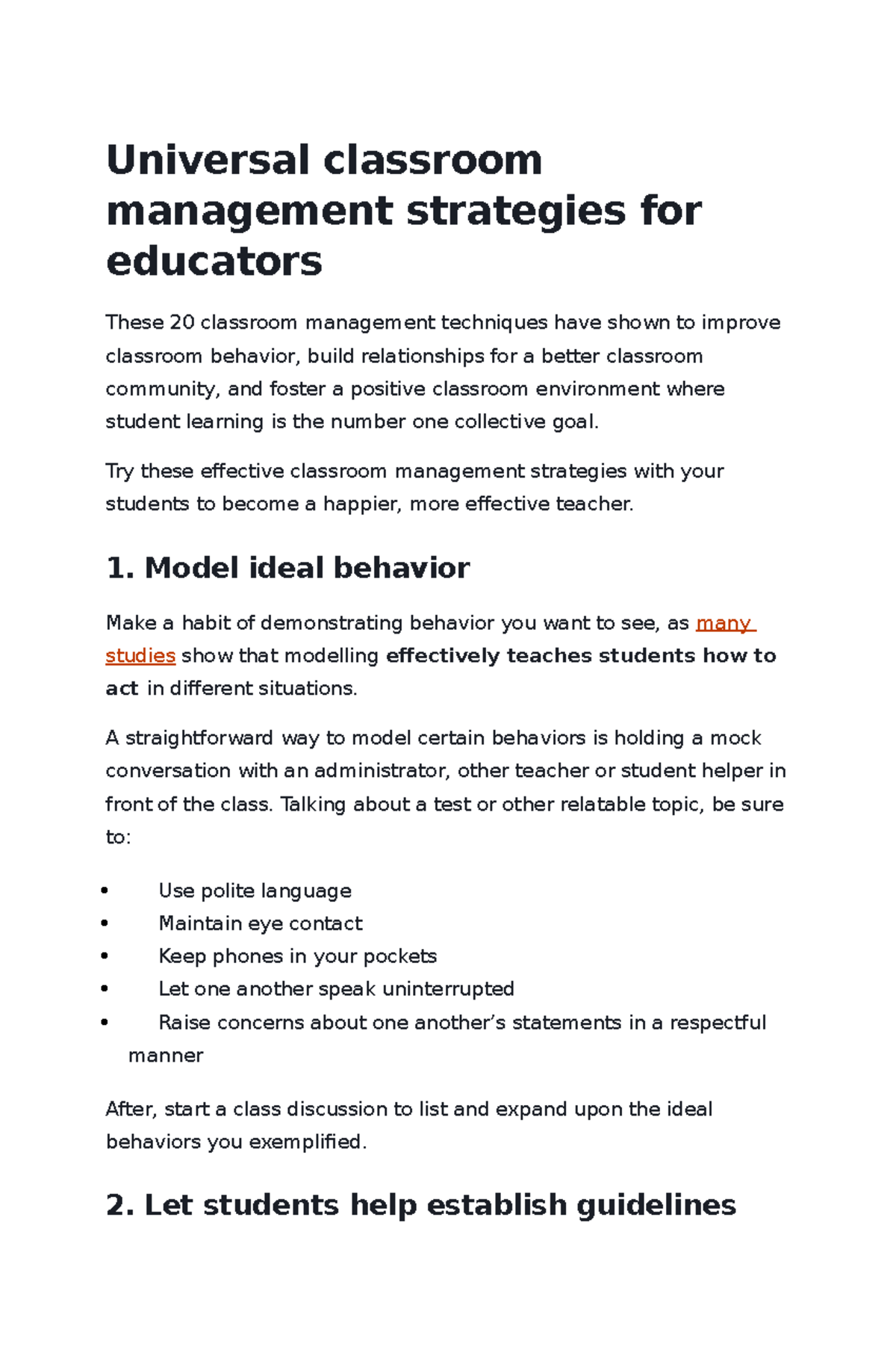 EDU 101: Effective Classroom Management Strategies for Educators - Studocu