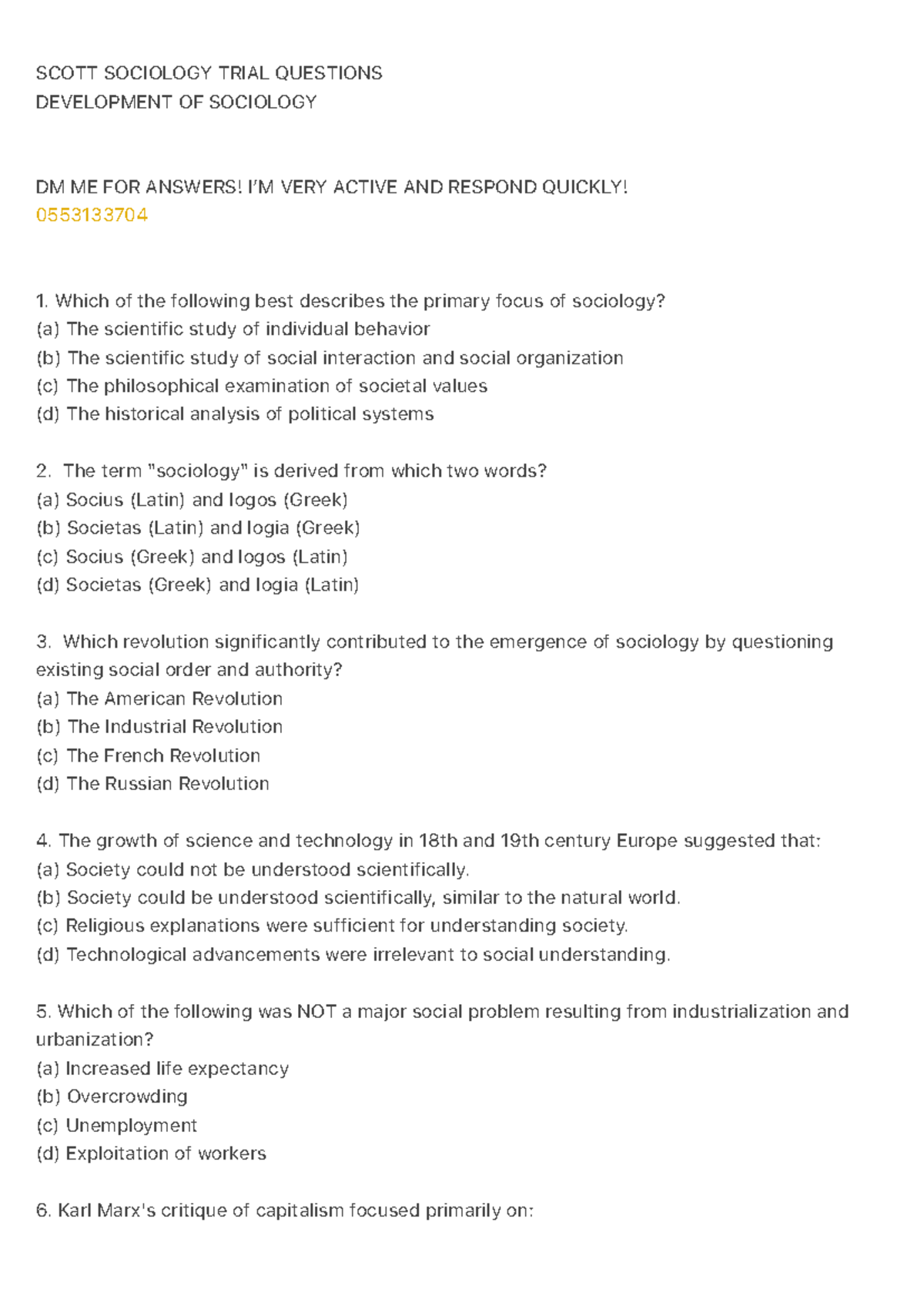 Scott Sociology Trial Questions - SCOTT SOCIOLOGY TRIAL QUESTIONS ...