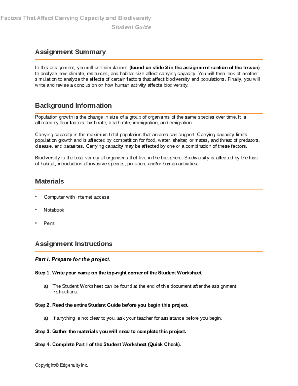 BIOL 101: Factors Influencing Carrying Capacity & Biodiversity Guide ...
