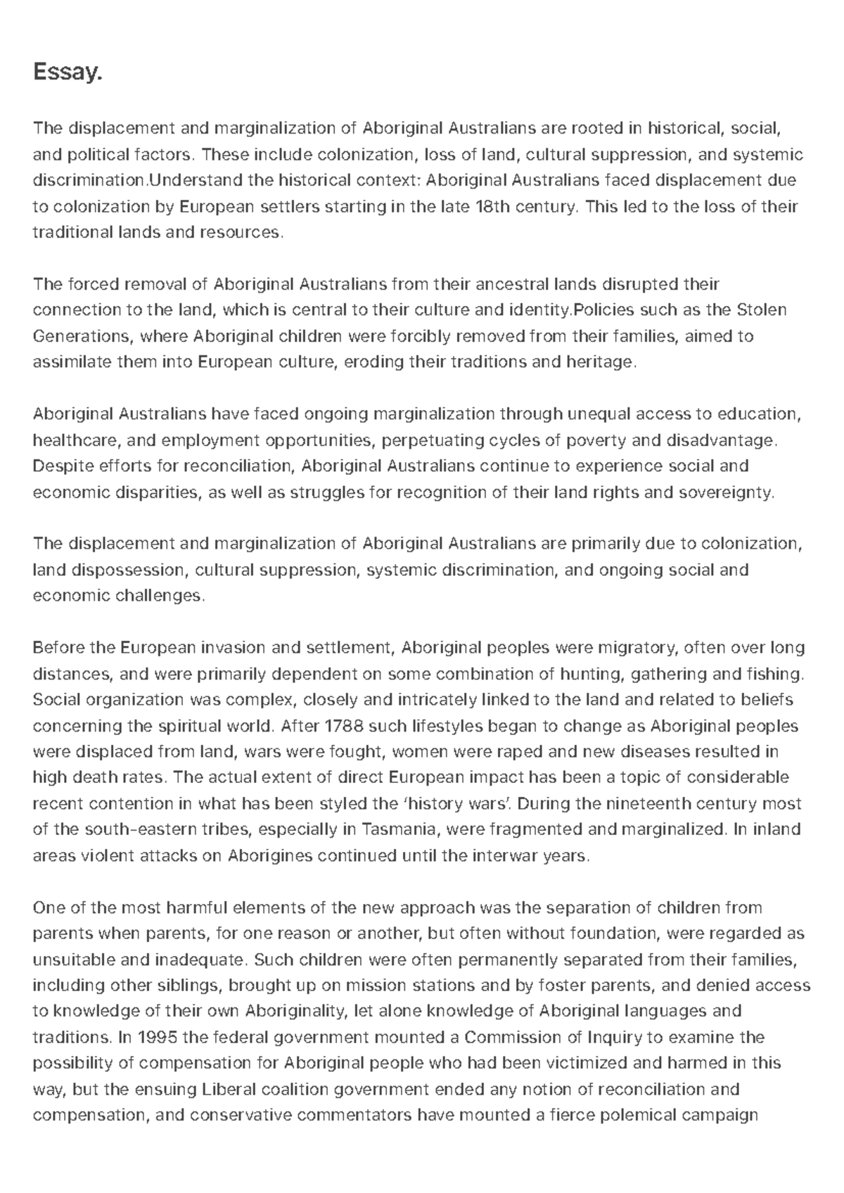 Aboriginal Australians: Displacement, Marginalization, and Resilience ...