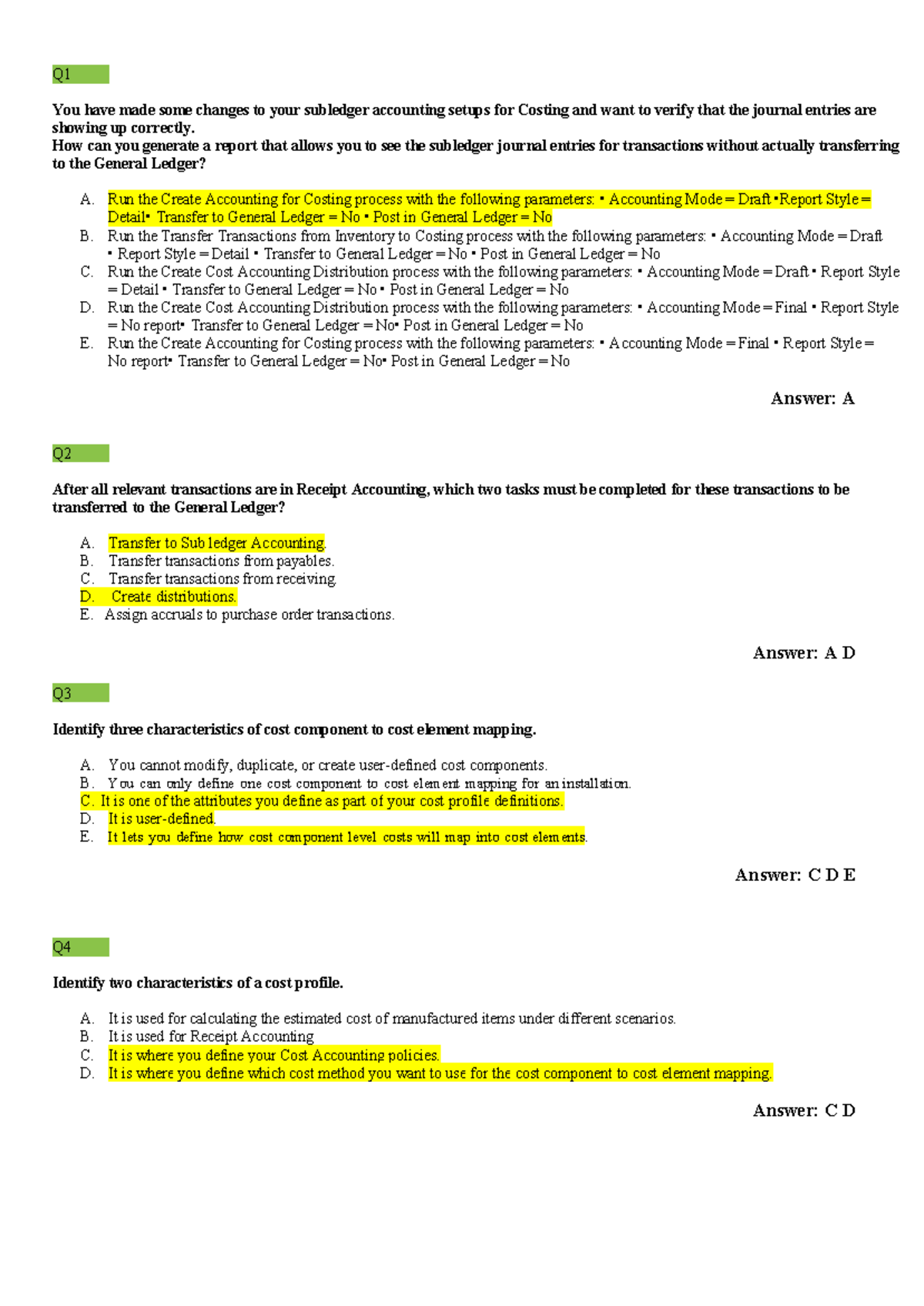 Cost Management Study Guide: 1Z0-1074-22 Exam Preparation - Studocu