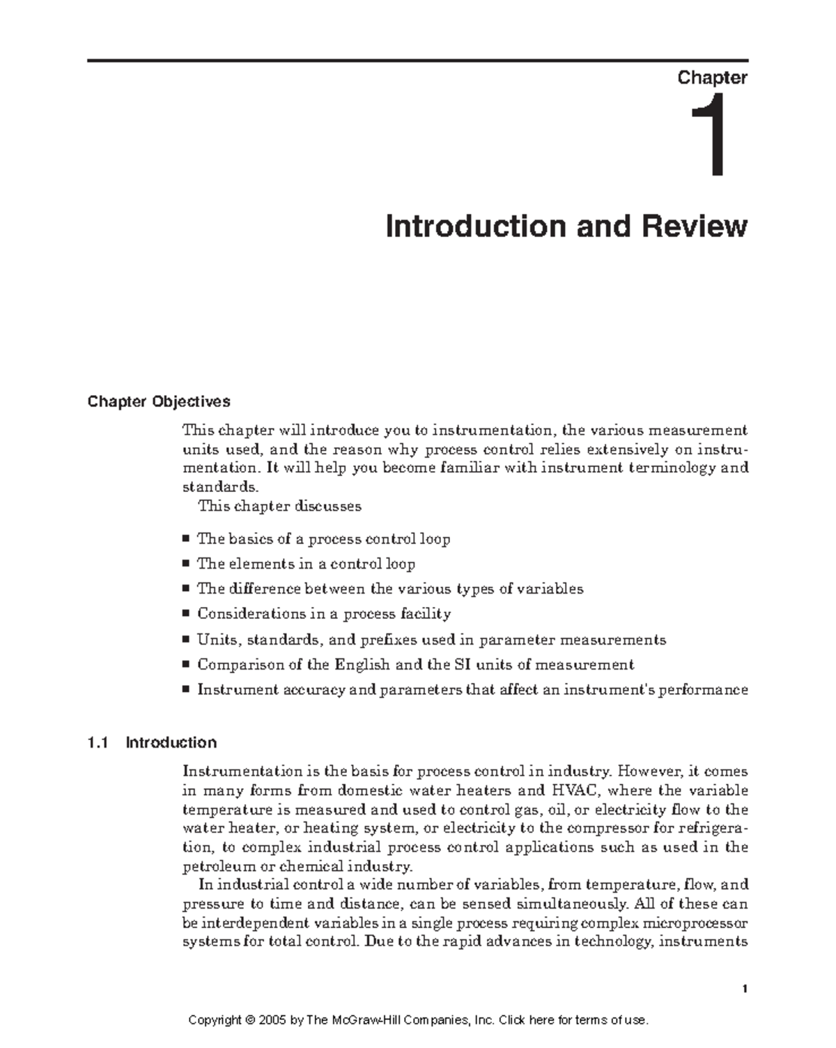 Chapter 1 - Intro to Industrial Instrumentation & Process Control - Studocu