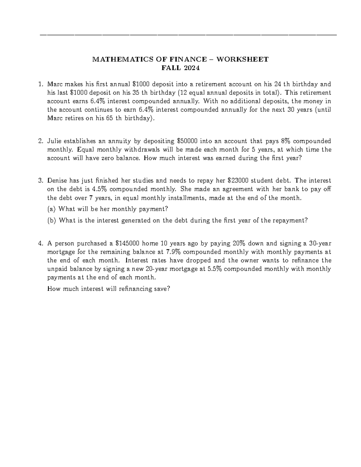 Finance Questions 122 - this is ...