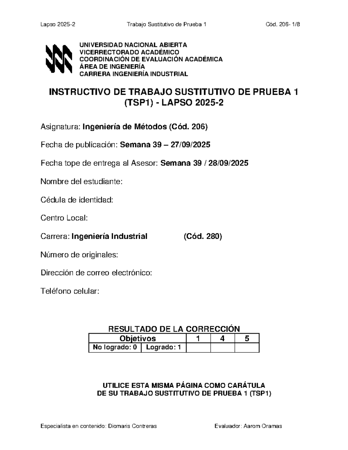 Instructivo para el Trabajo Sustitutivo de Prueba 1 (TSP1) - Cód. 206 ...