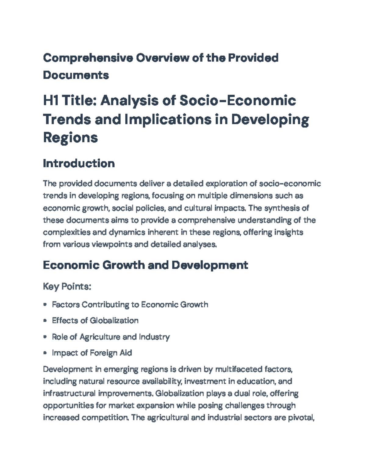 Analysis of Socio-Economic Trends in Developing Regions: Insights ...