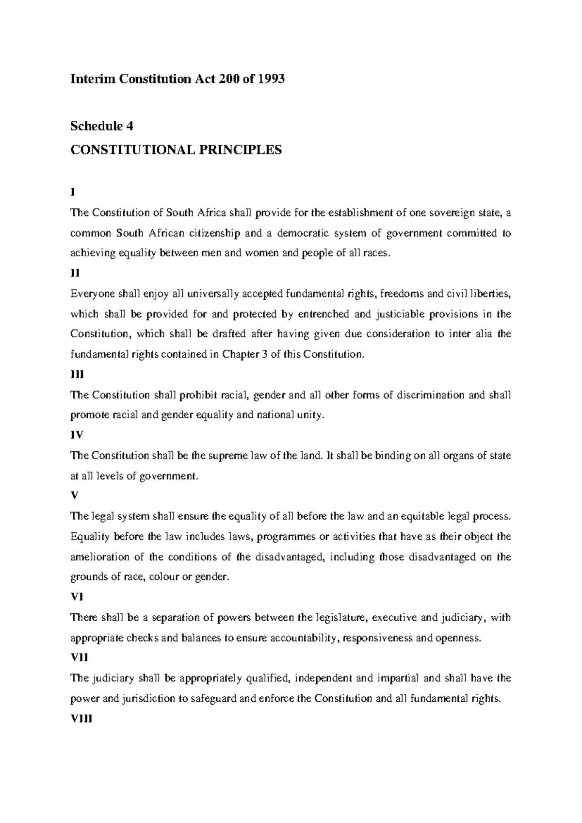 Constitutional Principles Under Interim Constitution Act 200 of 1993 ...