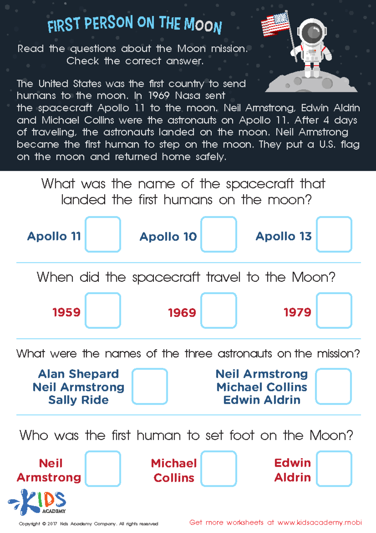 Grade 3 Apollo 11 First Person on the Moon Worksheet - Studocu