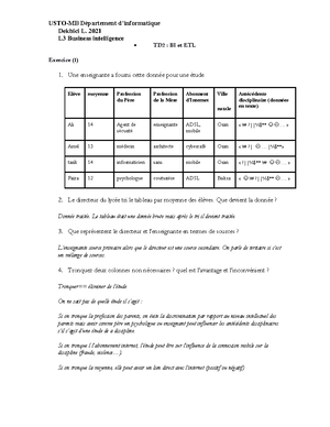 TD3 exemple corrigé cube OLAP - Modélisation OLAP pour Entrepôt de ...