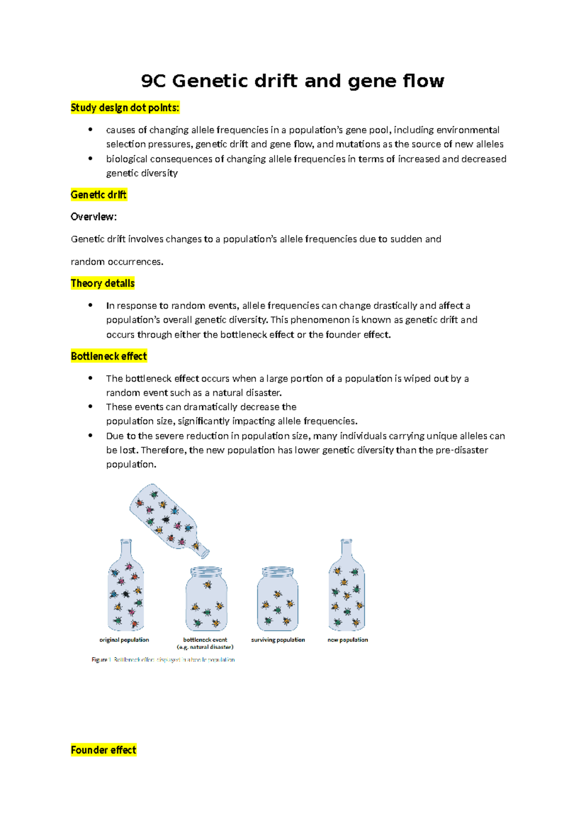 UNIT 4 AOS2 Genetic drift and gene flow - 9C Genetic drift and gene ...