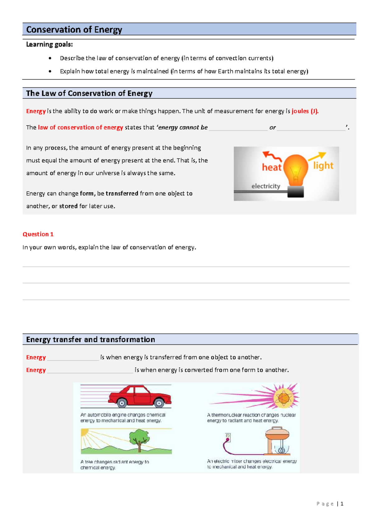 Conservation of Energy: Understanding Energy Transfer & Transformation ...