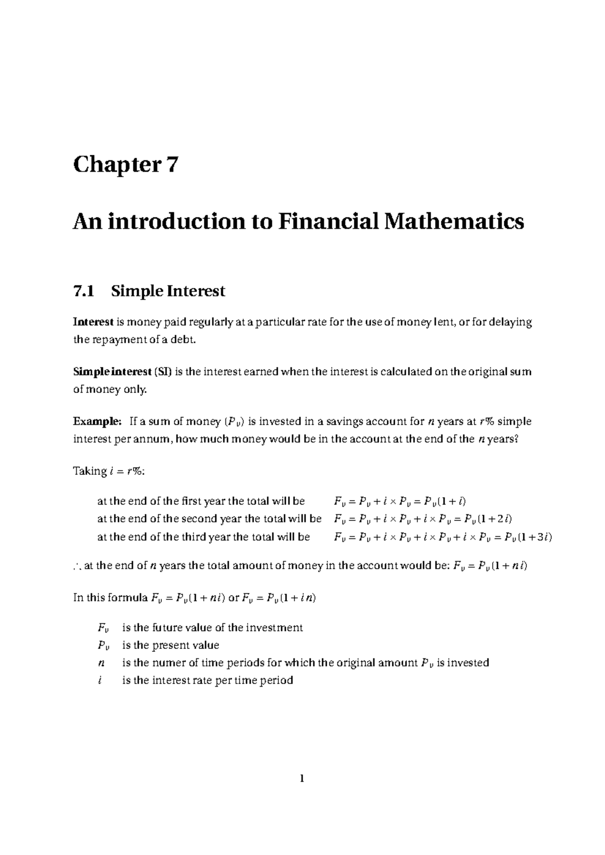 Financial math - Chapter 7 An introduction to Financial Mathematics 7 ...