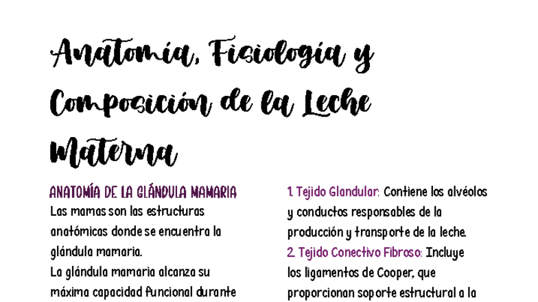 Unidad 2 Materno 1 - Apuntes para EVR2 sobre Lactancia y Leche Materna ...
